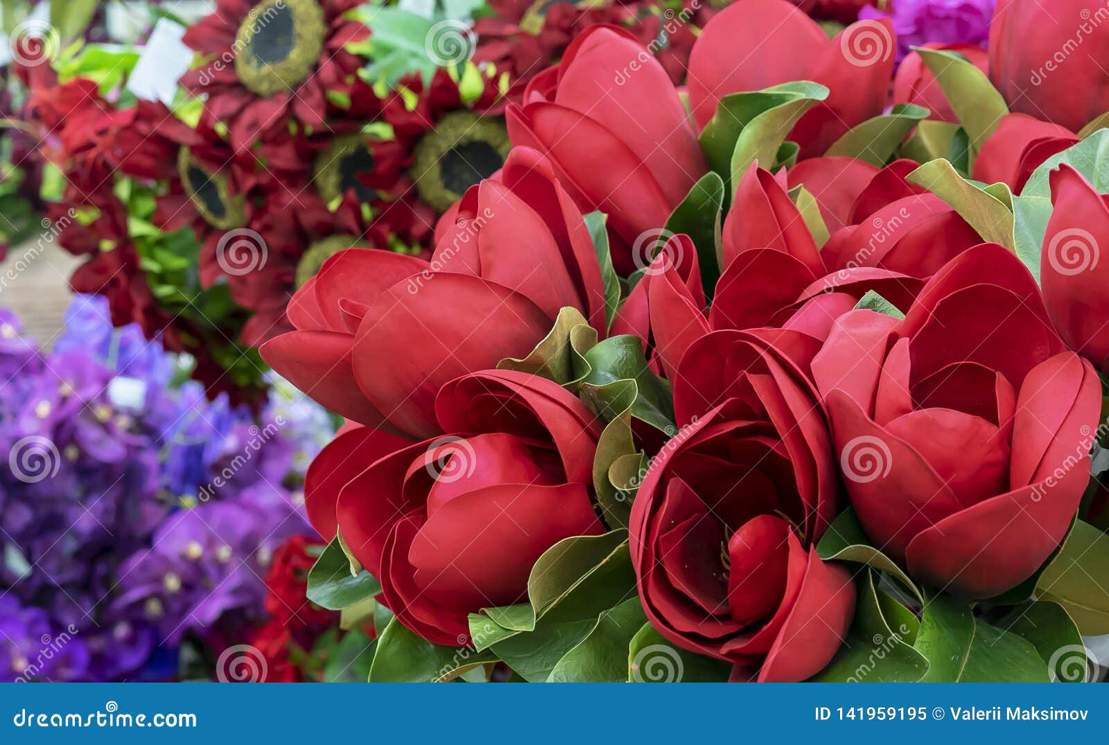 Red Decorative Flowers for Festive Interior Decoration Stock Image ...