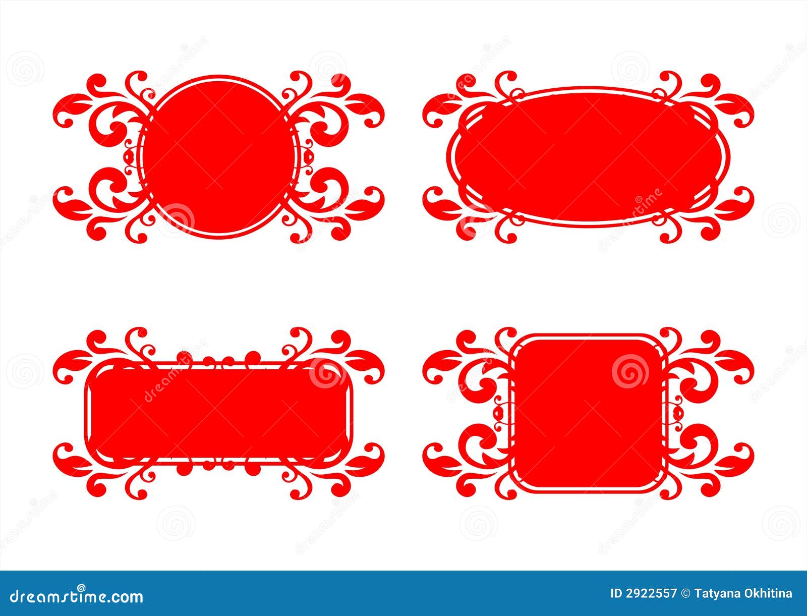 Red decorative frames stock vector. Illustration of floral - 2922557