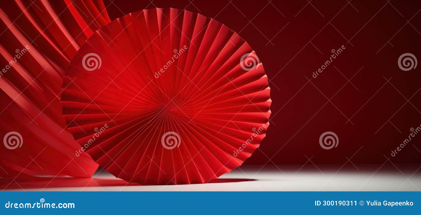 Red Decorative Paper Fan on a Table, Stock Illustration - Illustration ...