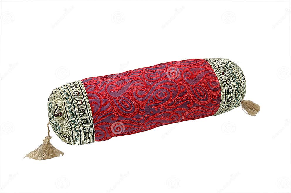 Red Decorative Pillow Isolated on White Background Stock Image - Image ...