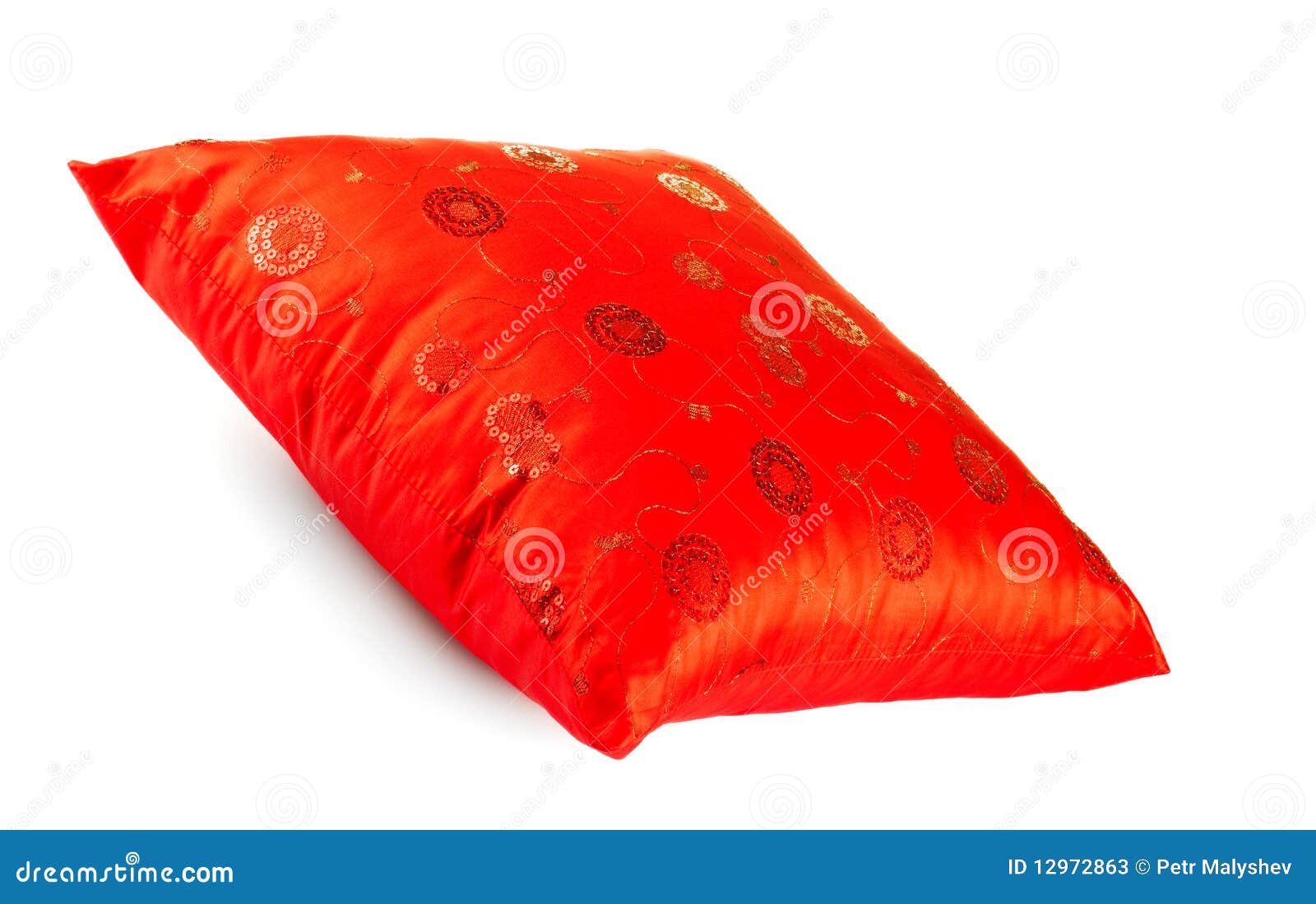 Red Decorative Pillow with Pattern Stock Image - Image of drawing ...