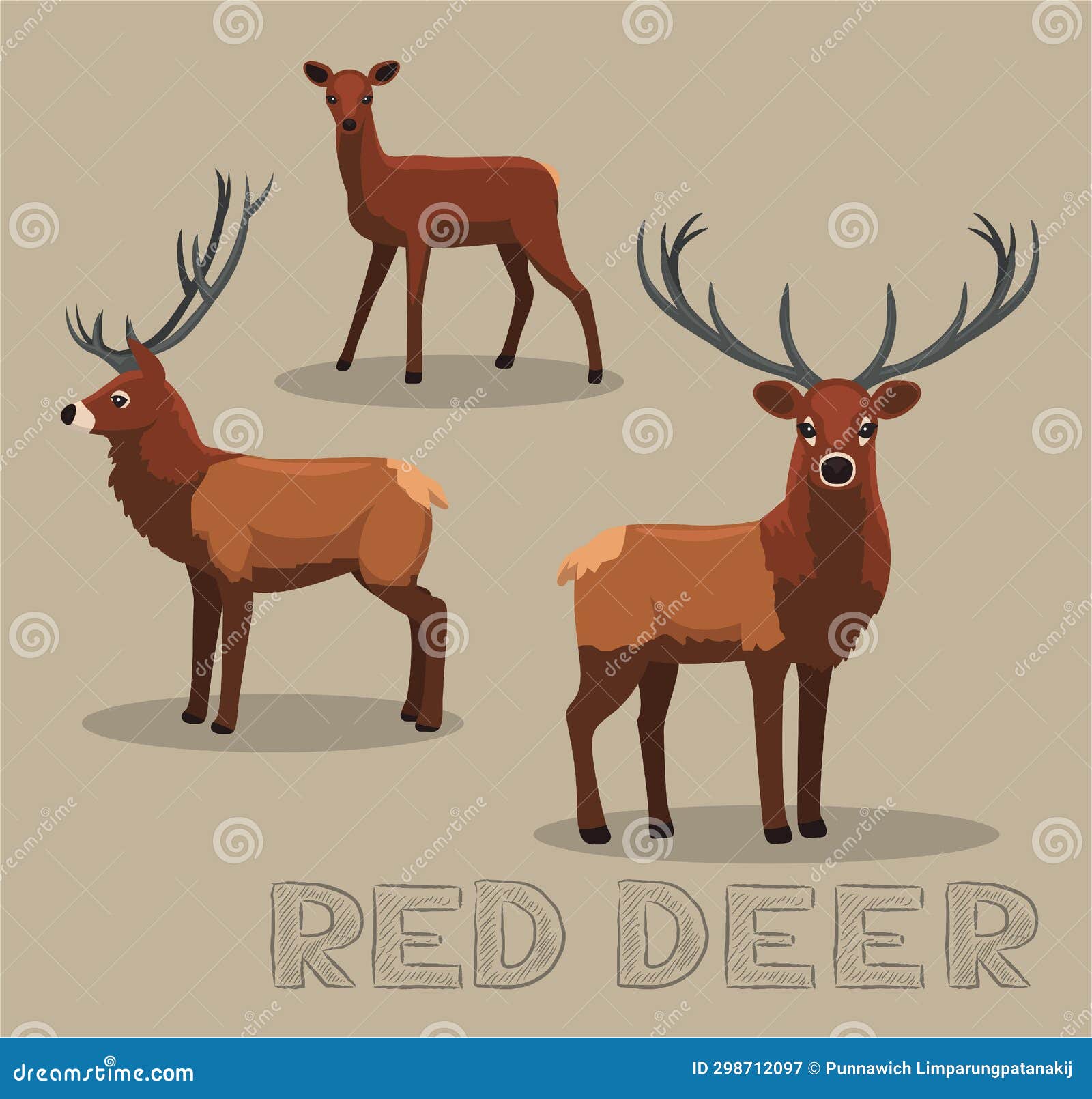 Red Deer Cartoon Vector Illustration Stock Vector - Illustration of ...