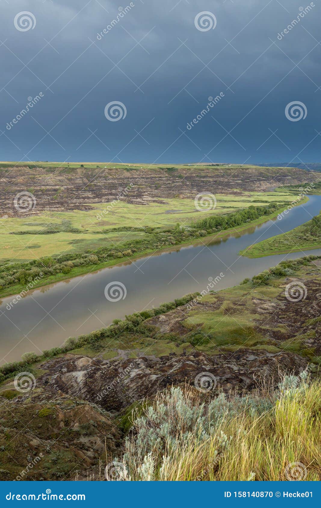Red Deer River Valley at Drumheller in Alberta Canada Stock Photo ...