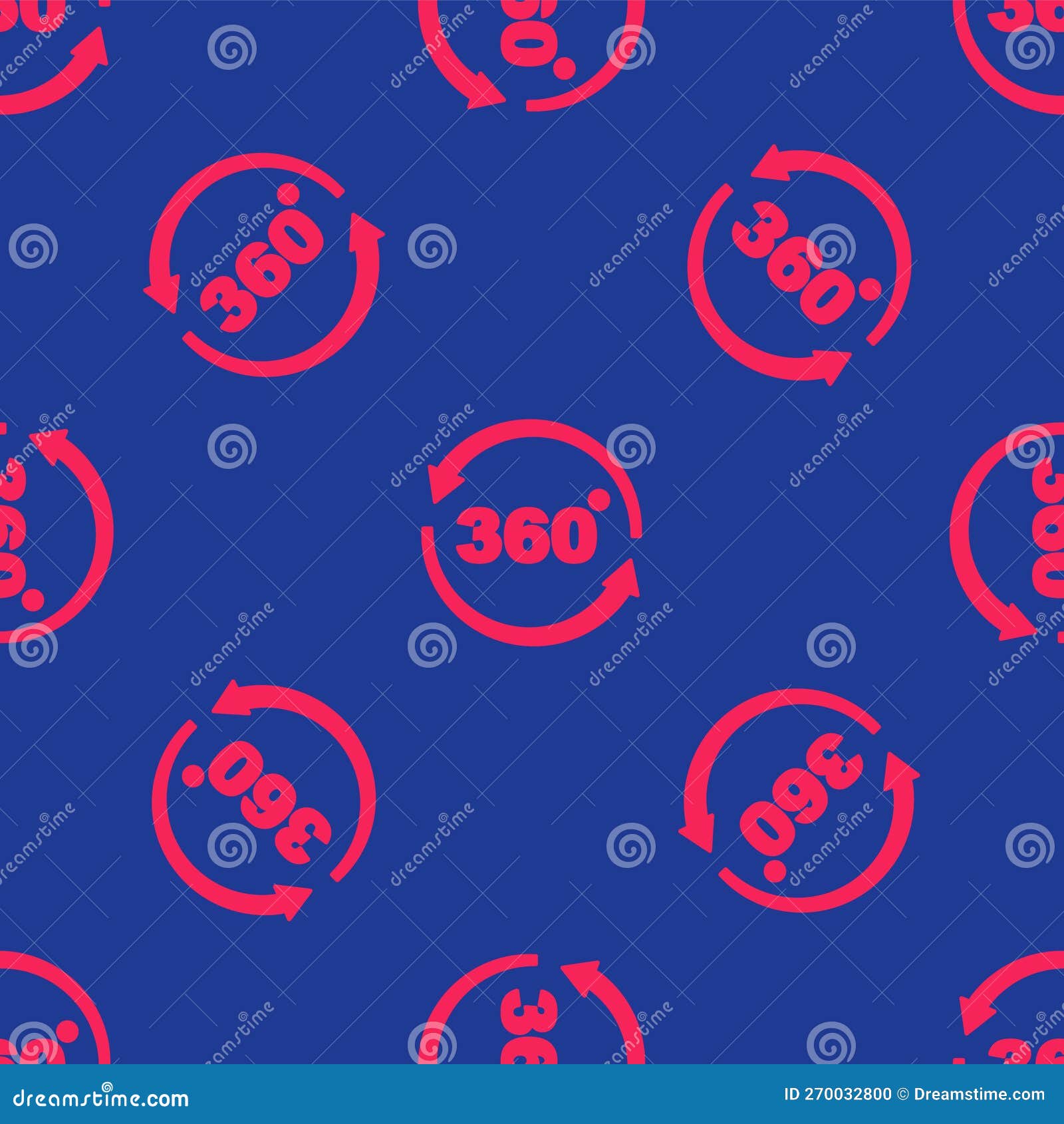 Red 360 Degree View Icon Isolated Seamless Pattern on Blue Background ...