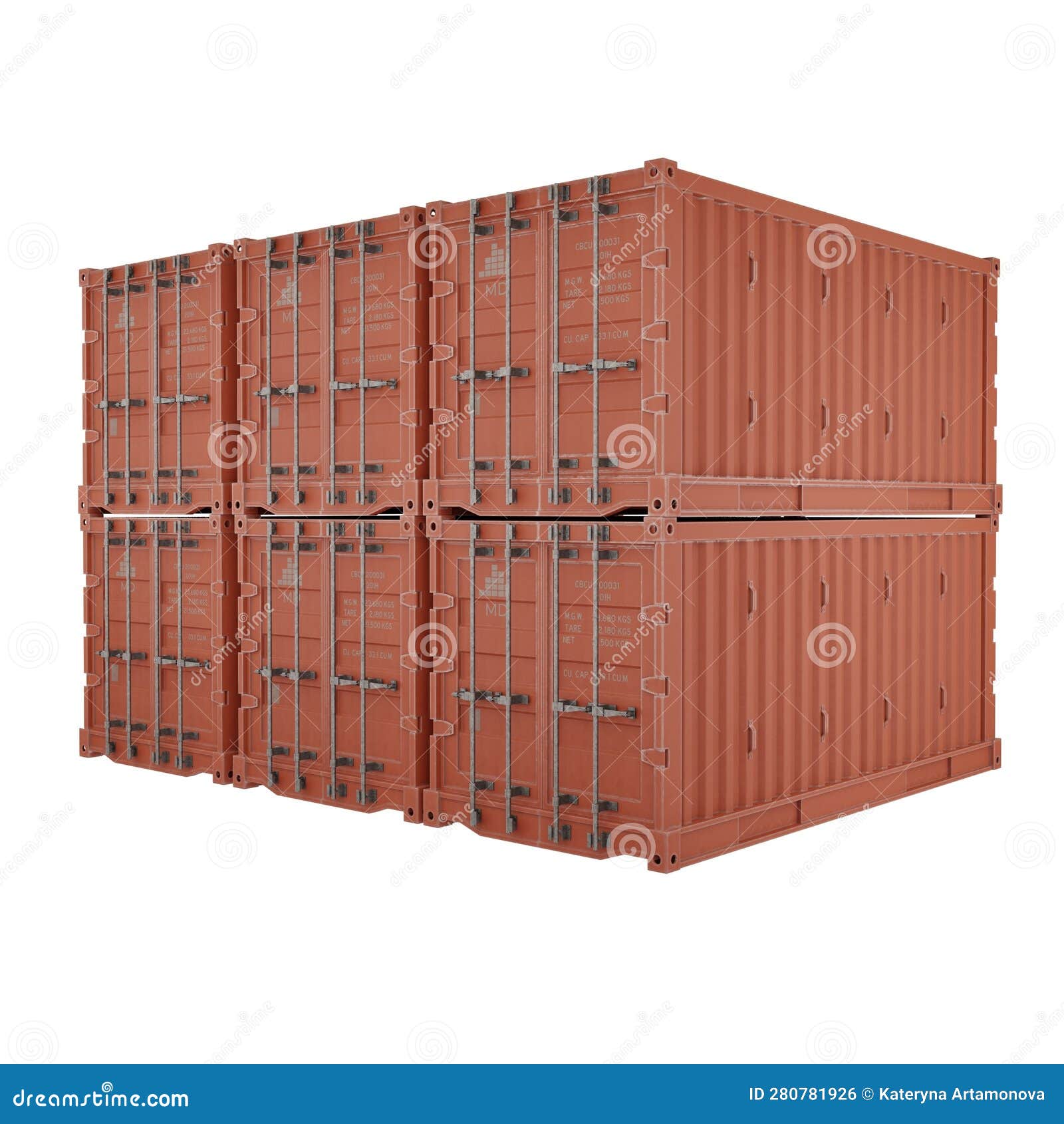 Red Delivery Cargo Containers. Shipping Container. Realistic 3D Render ...