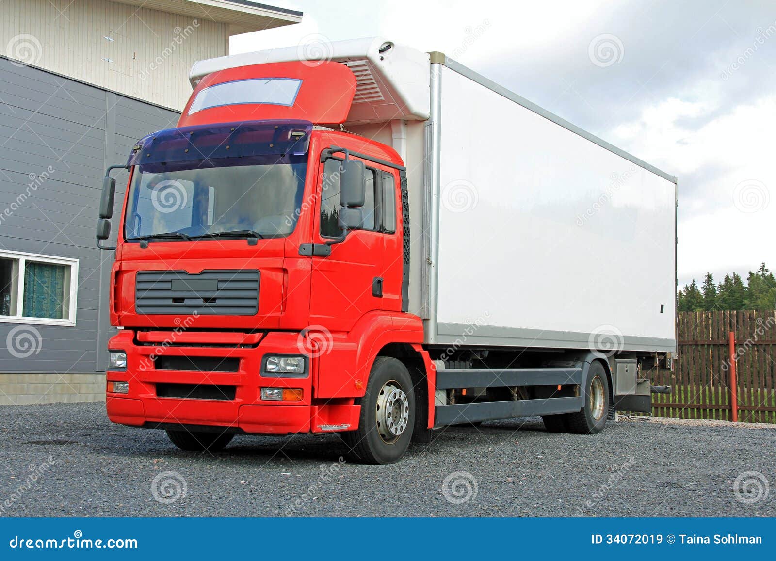 Red Delivery Truck by Warehouse Stock Image - Image of industry ...