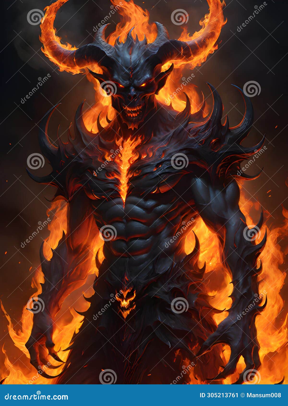 Red Demon Fire Flames On Black Background Royalty-Free Stock Image ...