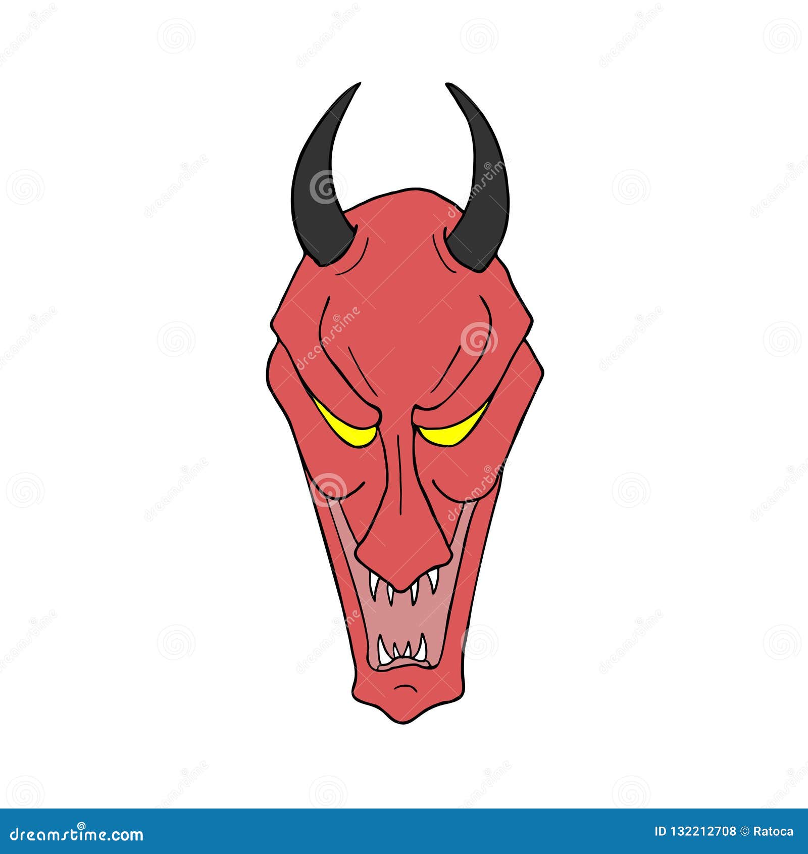 Red demon mask stock vector. Illustration of devil, angry - 132212708