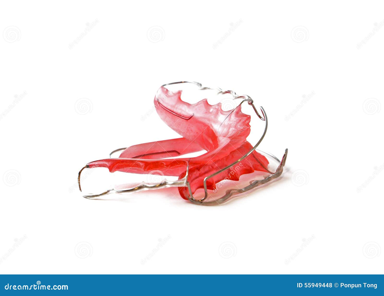 Red Dental Retainer Orthodontia, Isolated on White Background Stock ...