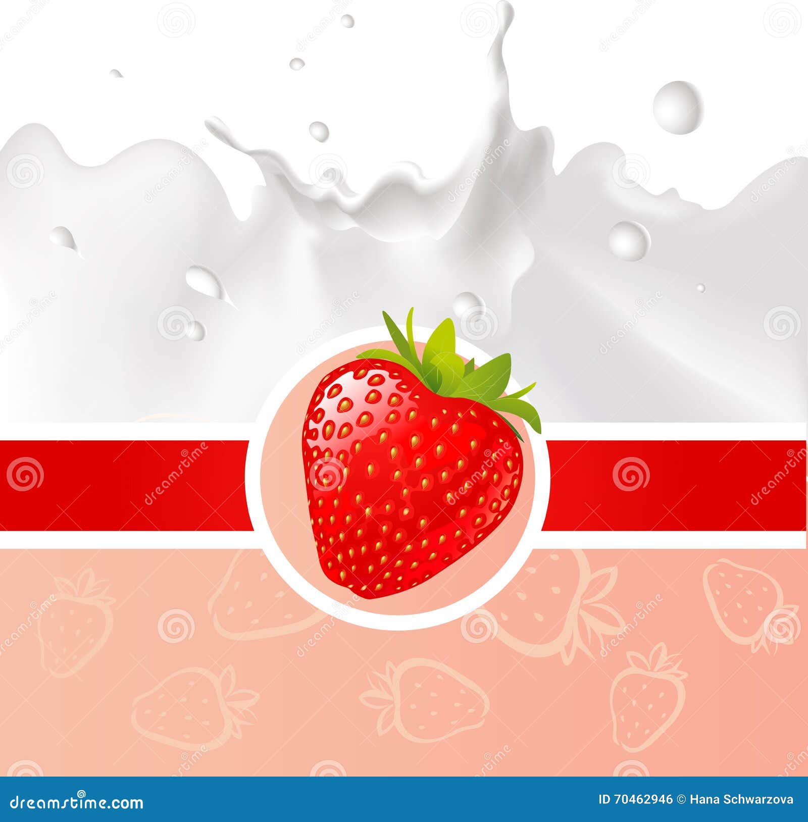 Red Design with Strawberry and Milk Splash - Vector Stock Vector ...