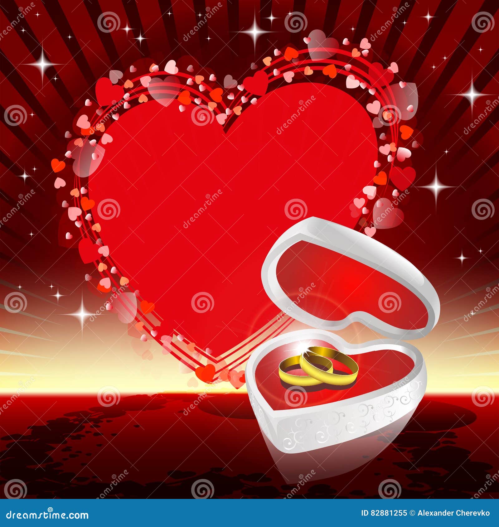 Red Design with Wedding Rings Stock Vector - Illustration of surprise ...