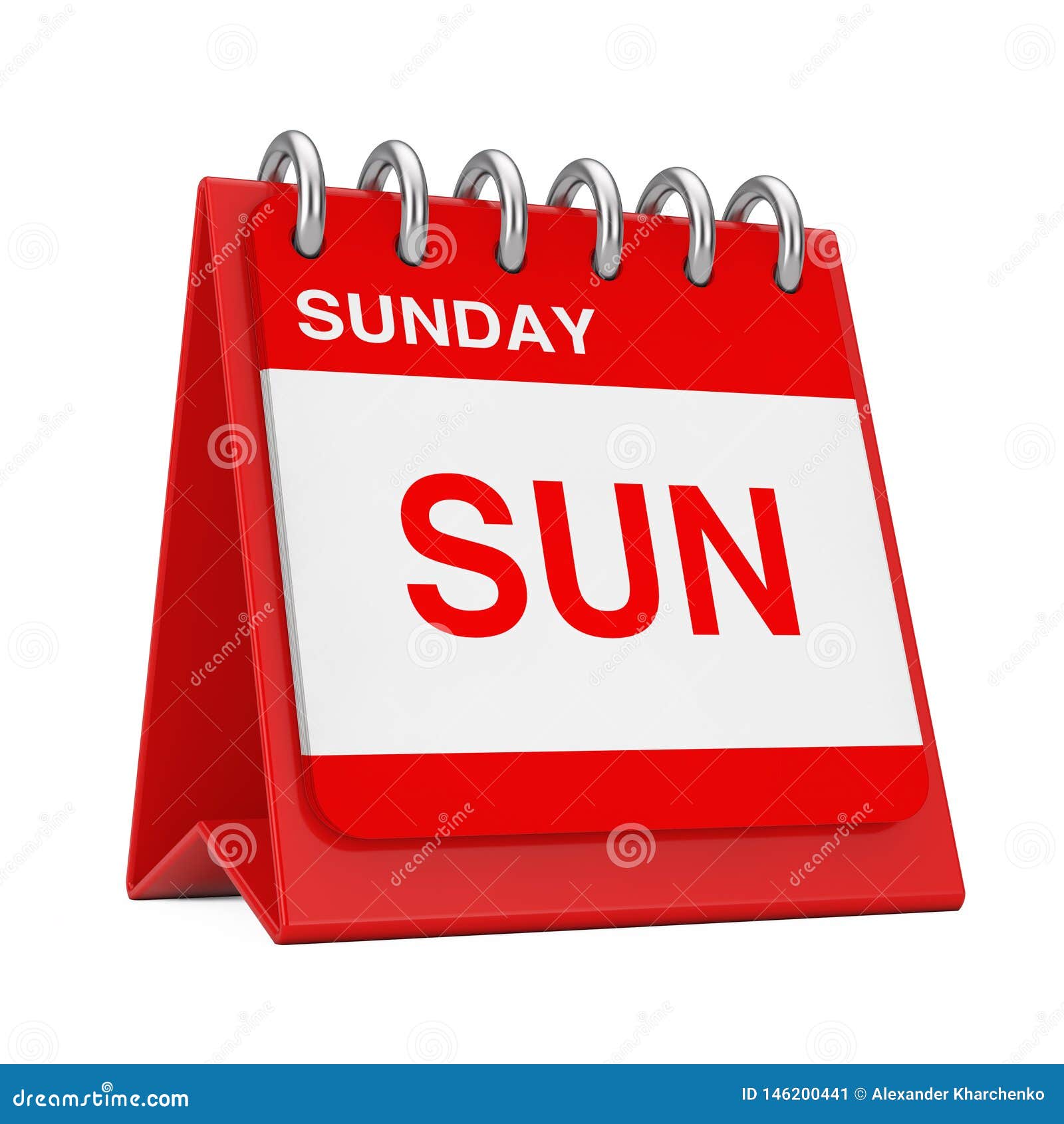 Red Desktop Calendar Icon Showing a Sunday Page. 3d Rendering Stock ...