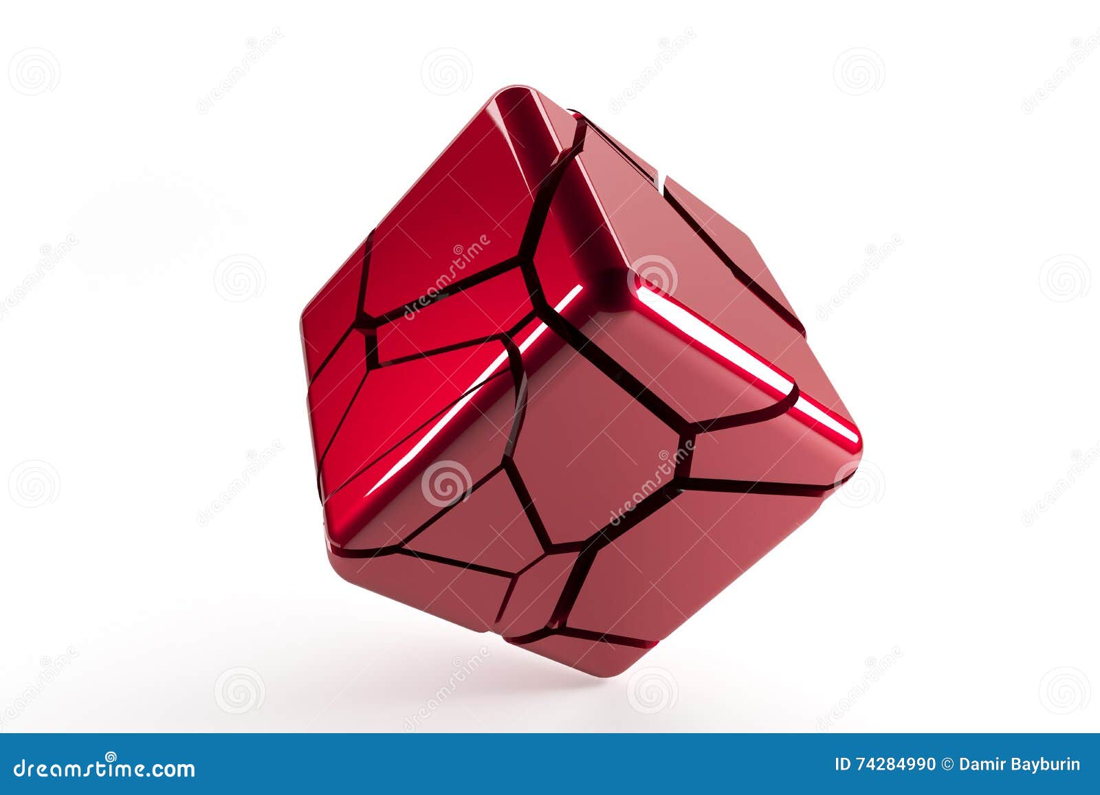 Red Destructed 3d Cube With Cracked Lines Royalty-Free Stock Image ...