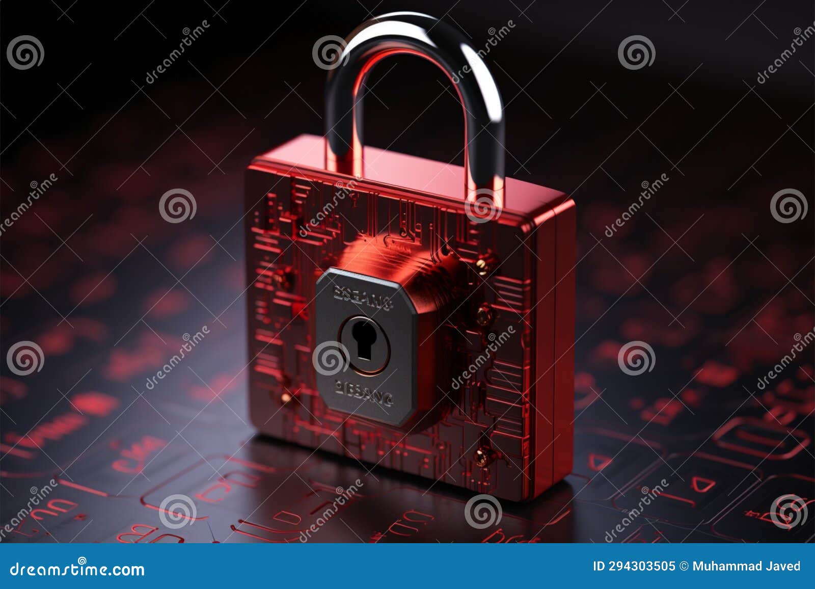 A Red Detailed Padlock Delivers Robust Digital Security while Ensuring ...