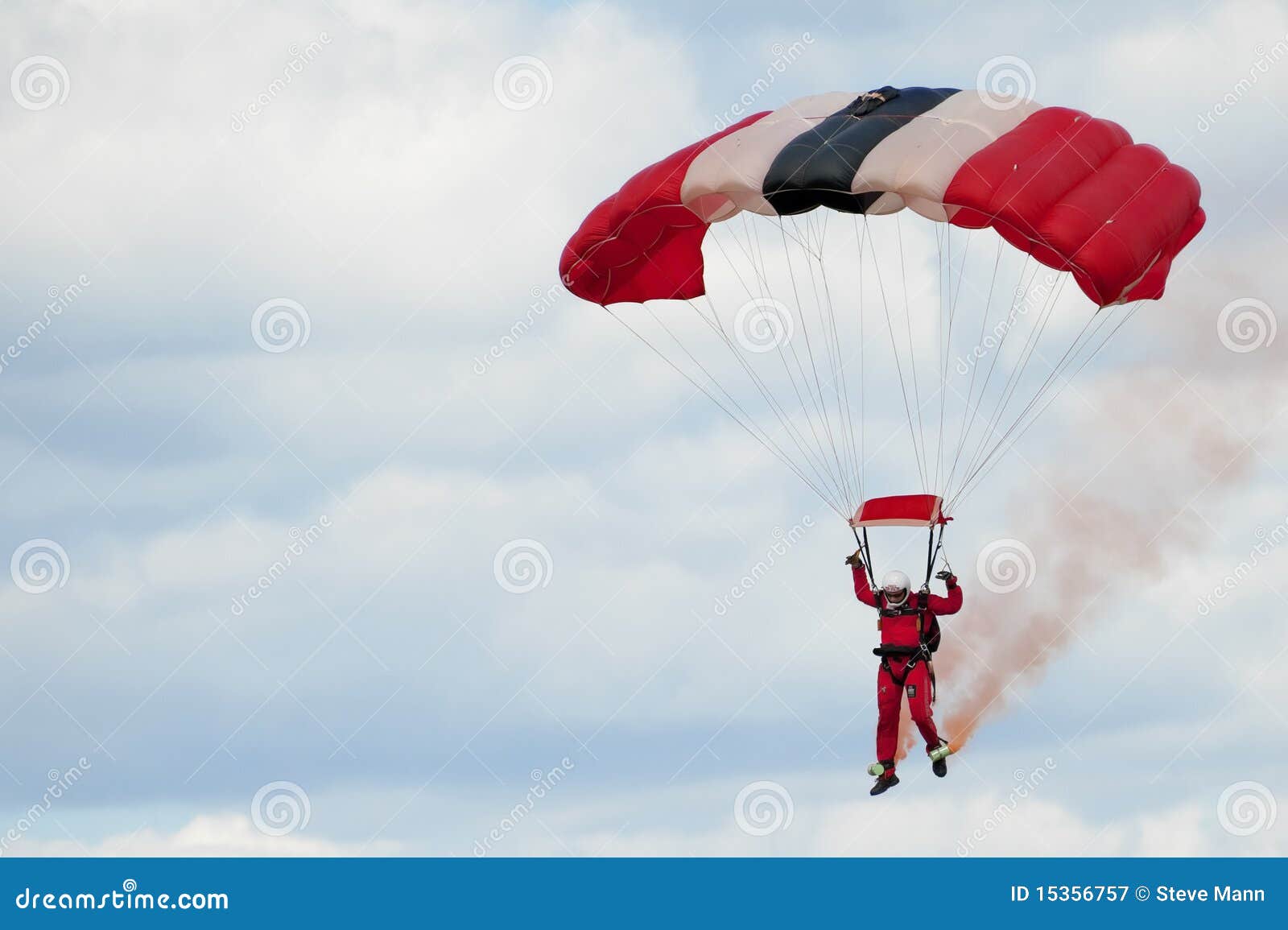 Army Red Devil Falling To Earth Trailing Red Smoke And Flying The Union ...