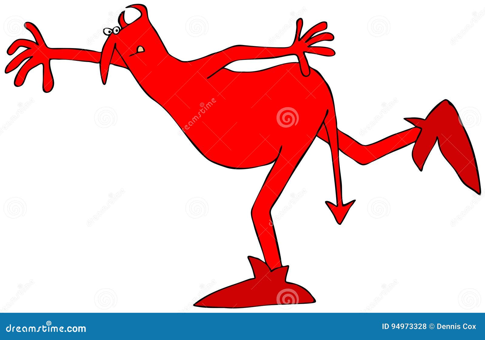 Red Devil Balancing on One Leg Stock Illustration - Illustration of ...