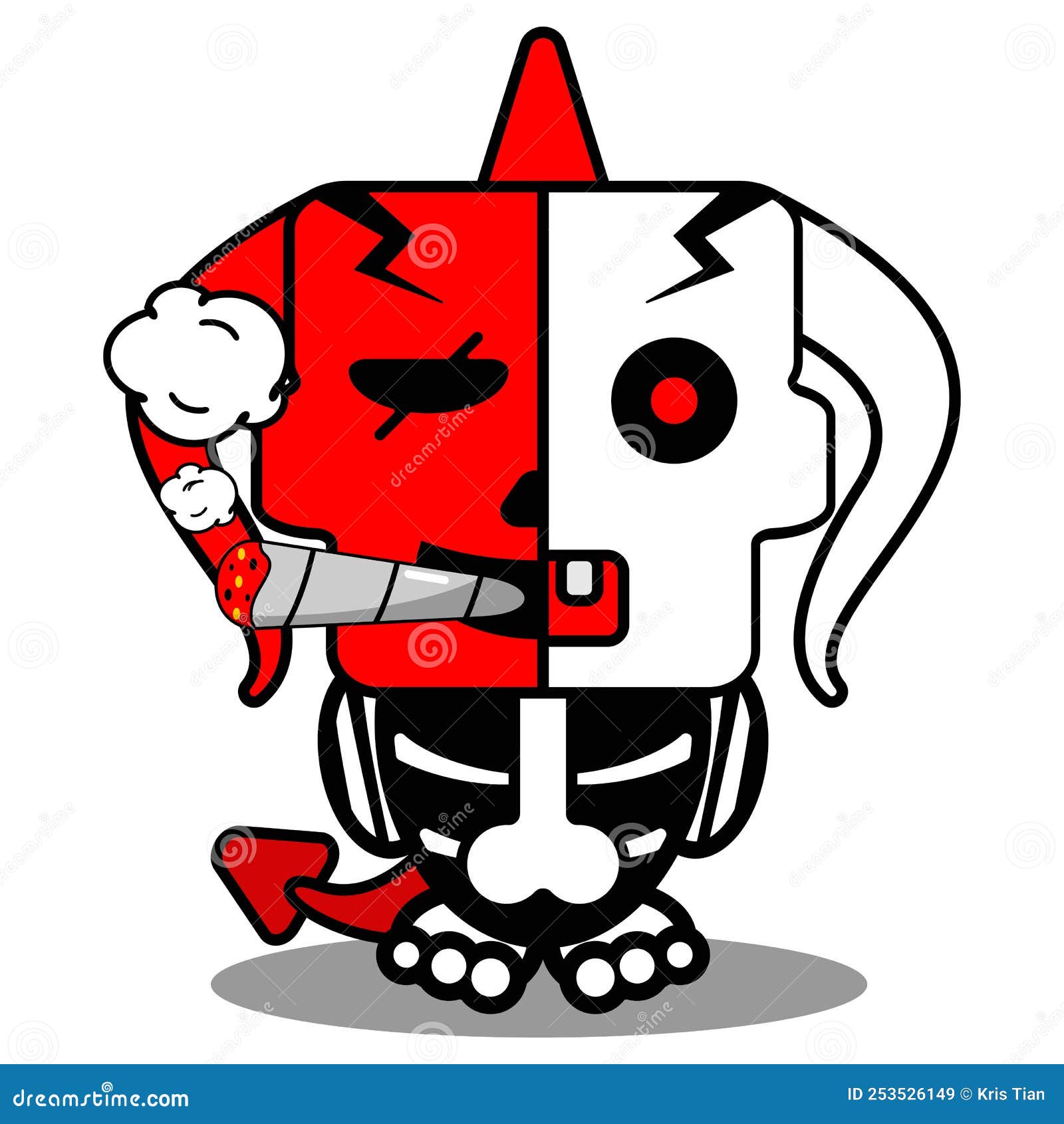 Red Devil Bone Mascot Smoking Stock Vector - Illustration of ghost ...