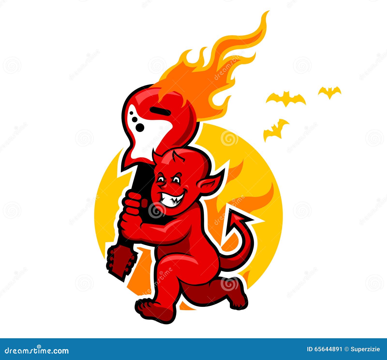 Red Devil Boy and Flaming Guitar Stock Vector - Illustration of ...