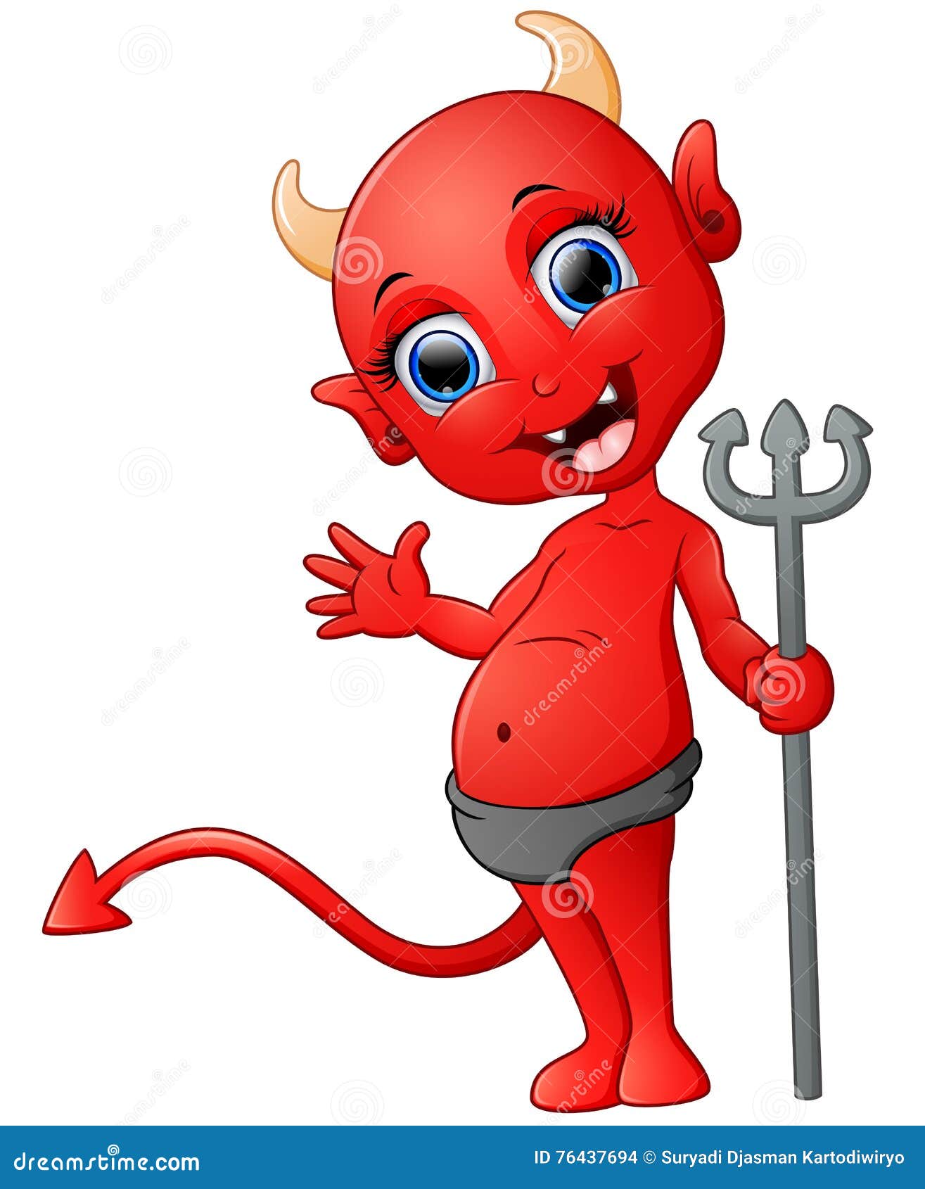 Red Devil Cartoon Holding Trident Stock Vector - Illustration of evil ...