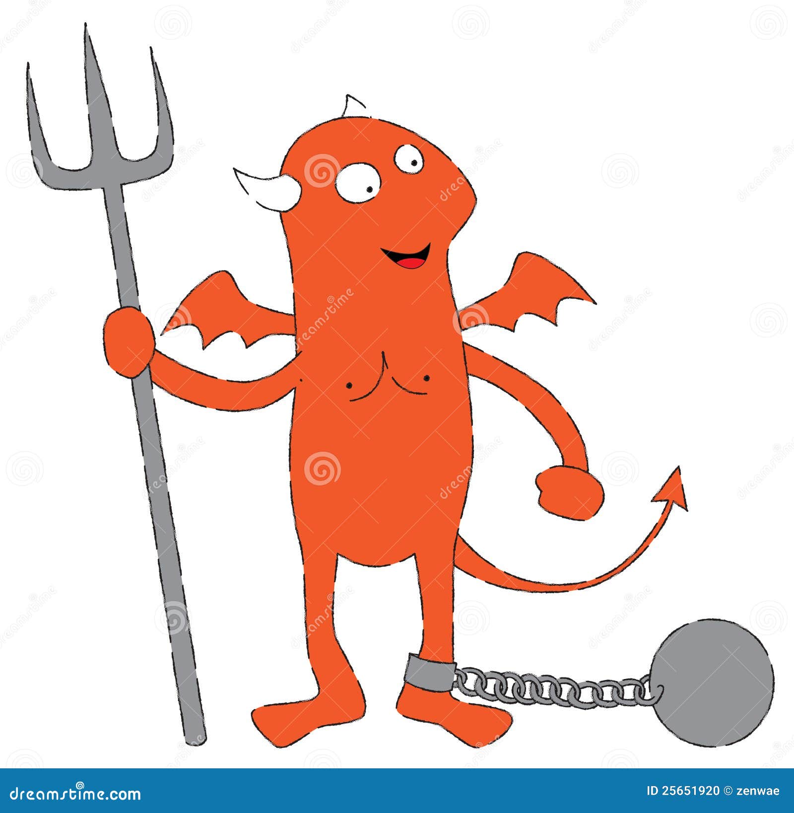 Red Devil in chains stock vector. Illustration of wing - 25651920