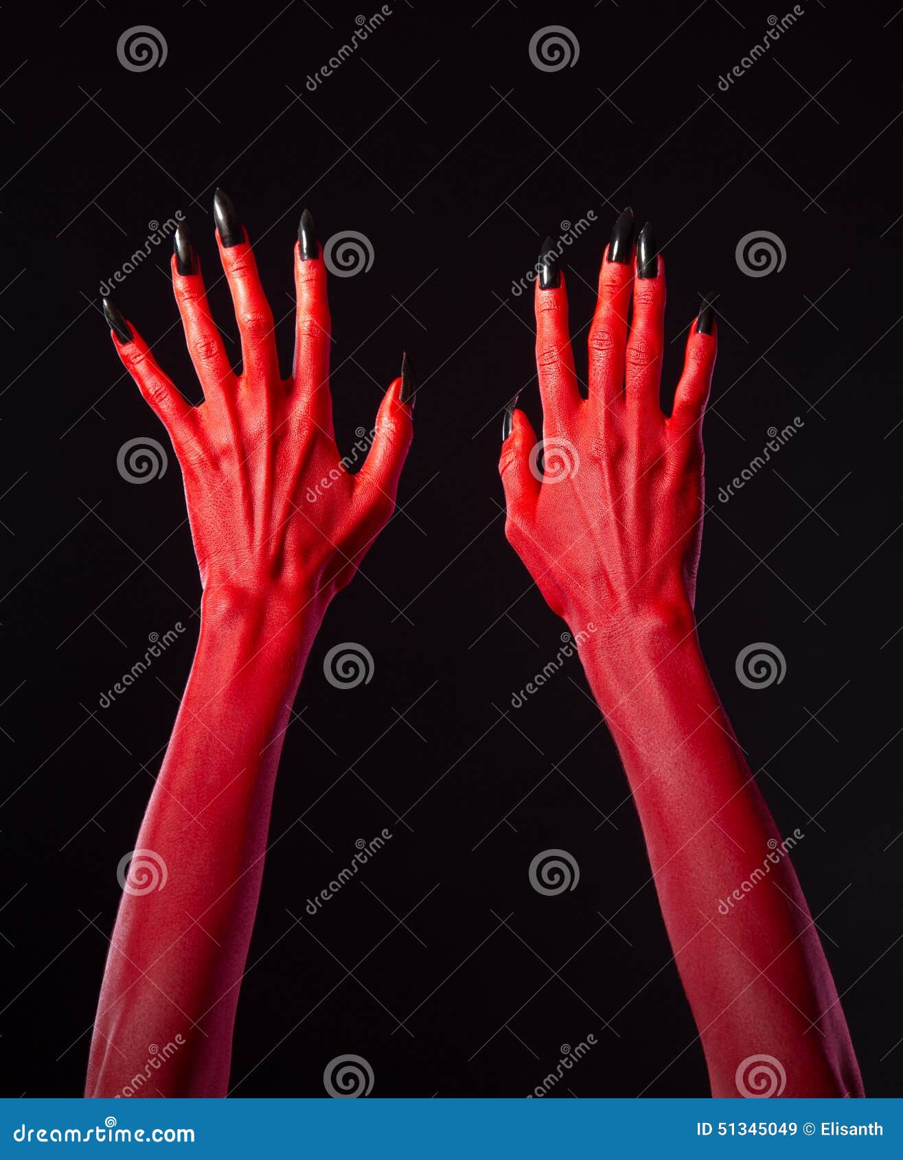 Red Devil Hands with Black Nails Stock Image - Image of hands, dead ...