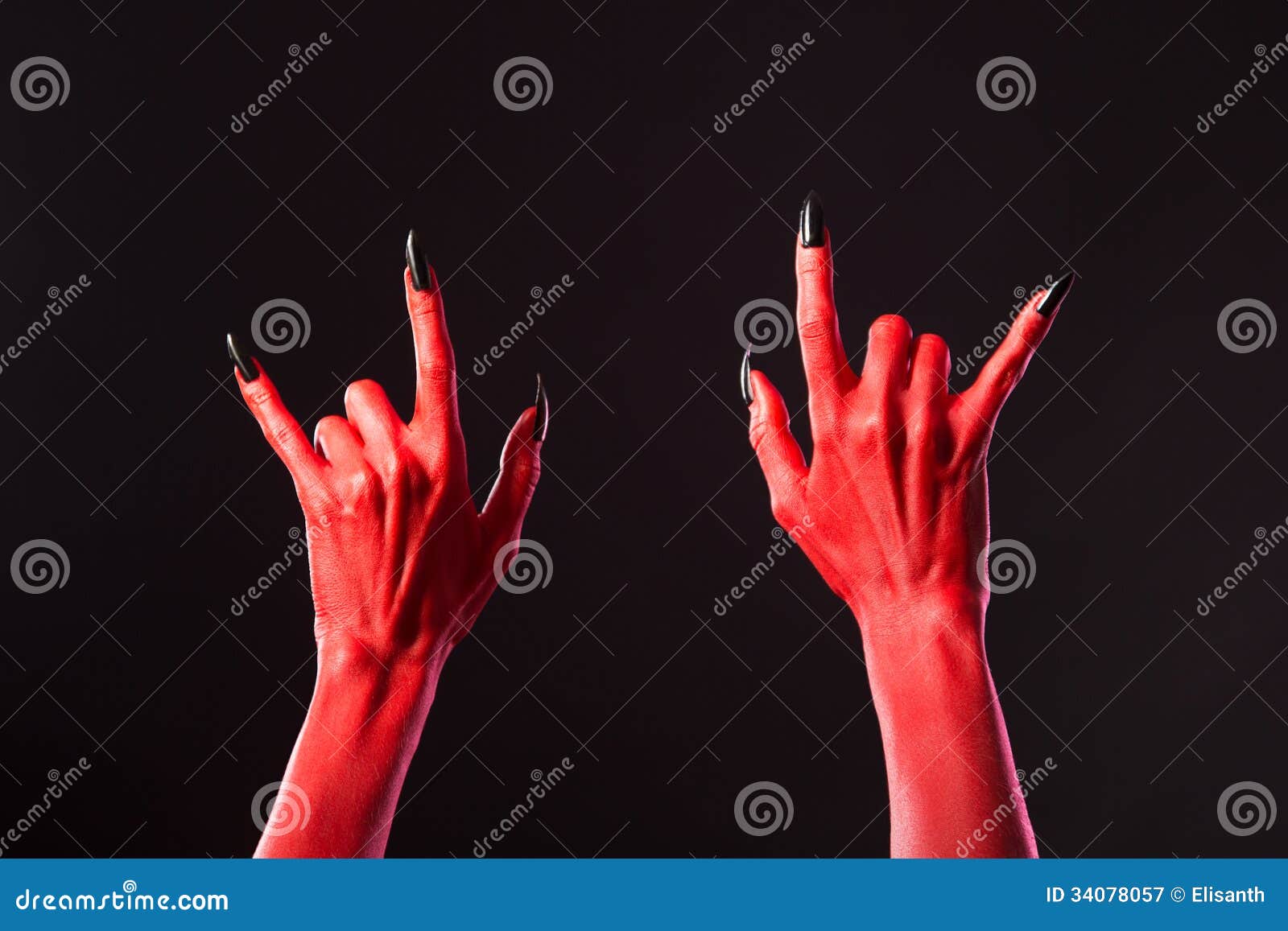 Red Devil Hands Showing Heavy Metal Stock Image - Image of furious ...