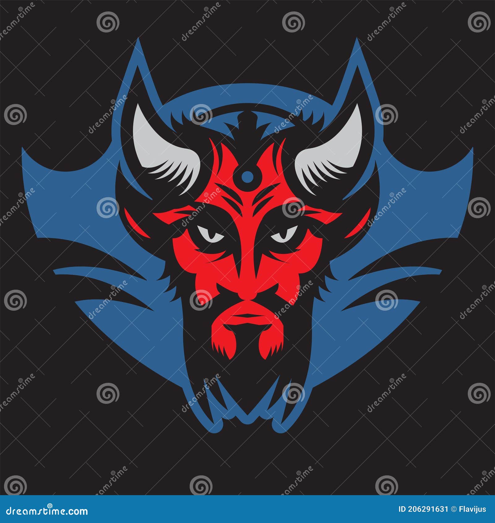 Red Devil head stock vector. Illustration of male, demon - 206291631
