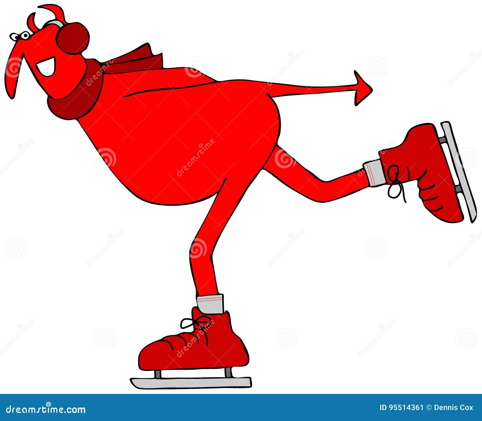 Red devil ice skating stock illustration. Illustration of skate - 95514361