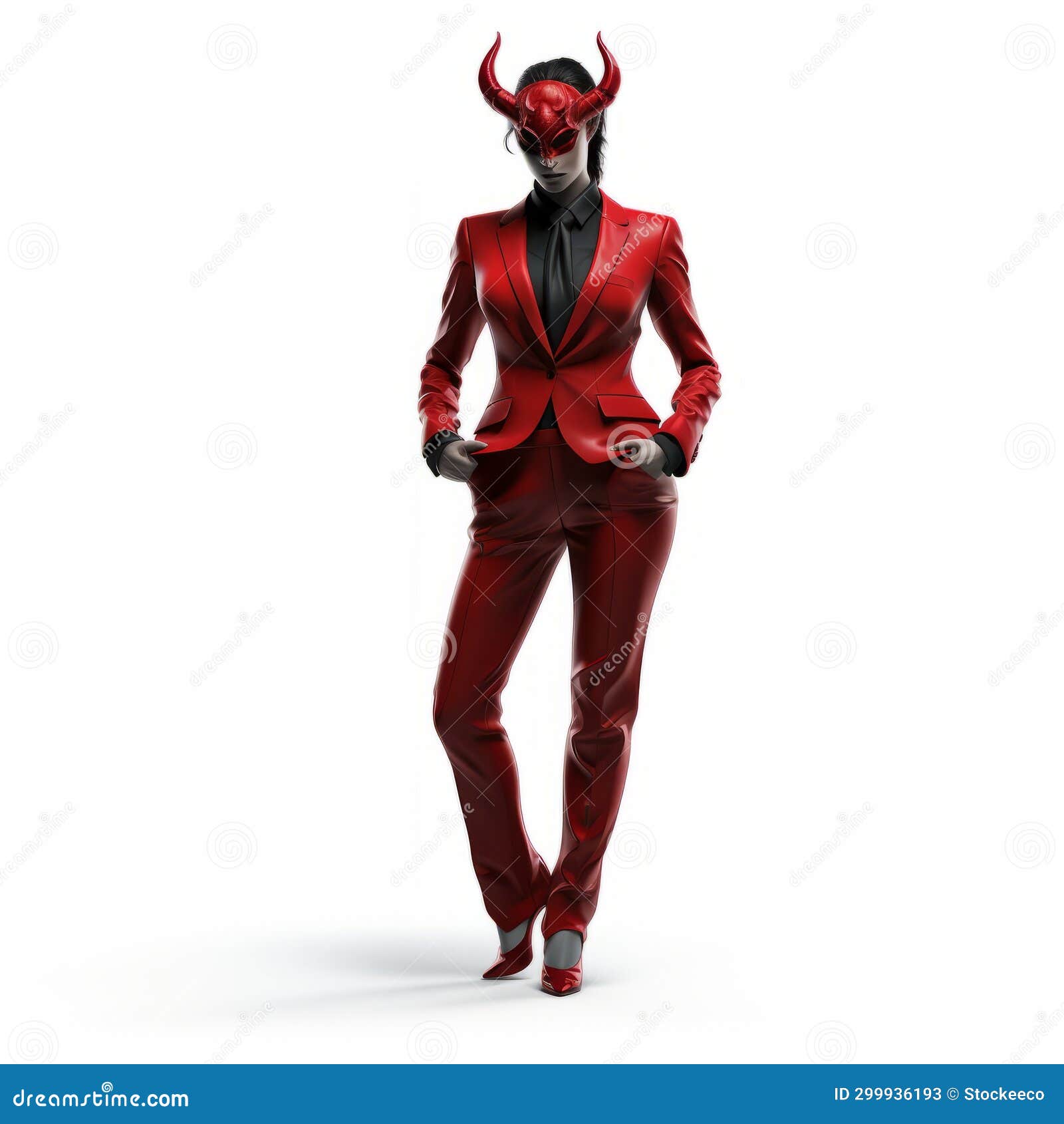 Highly Detailed Red Devil Woman Model with Deconstructed Tailoring ...
