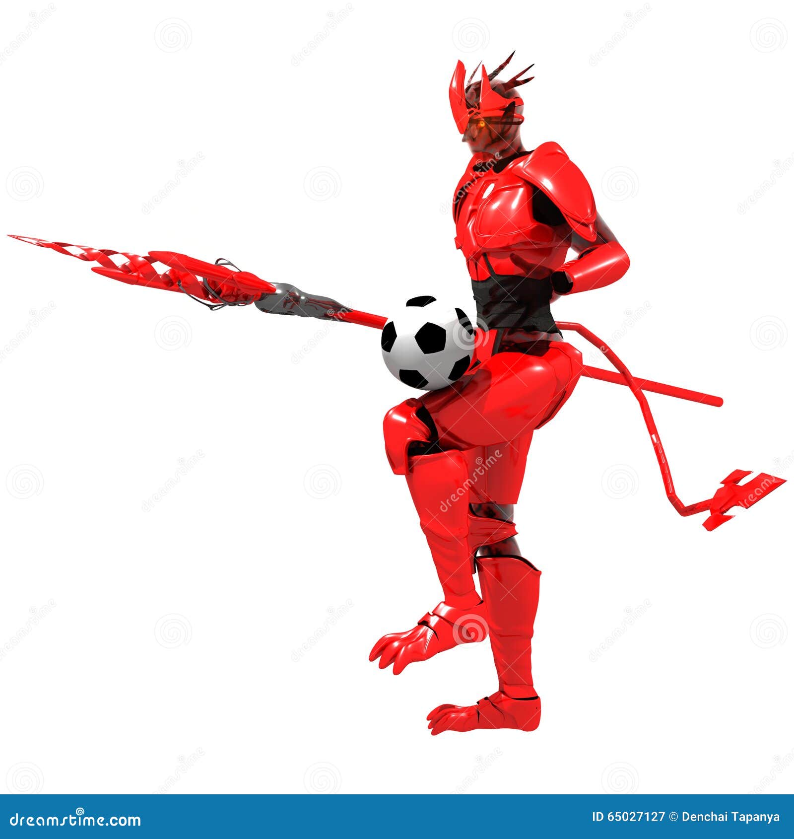 Red devil play football stock image. Image of display - 65027127