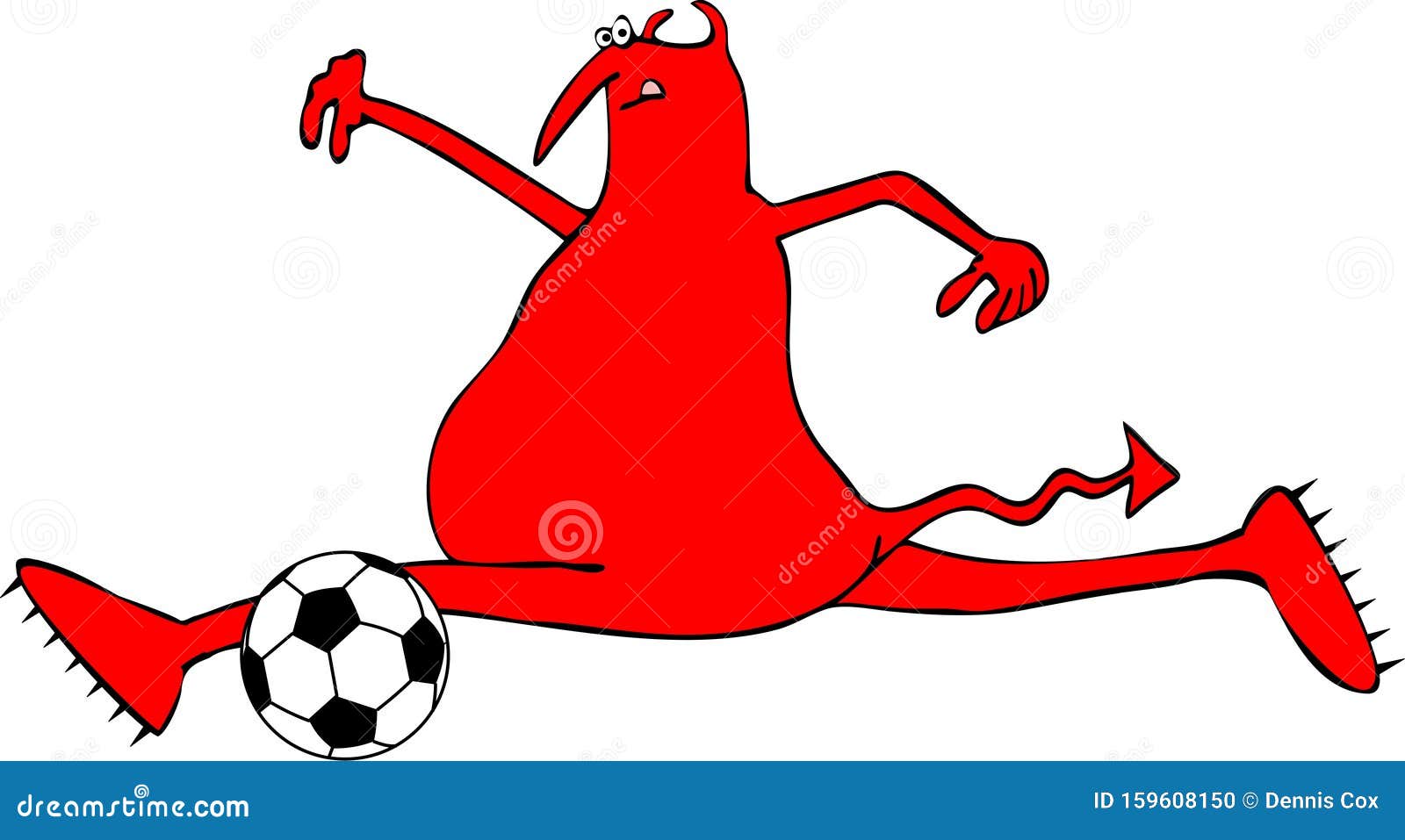 Red Devil Running with a Soccer Ball Stock Illustration - Illustration ...