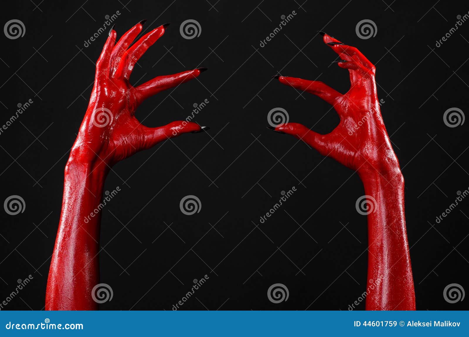 Red Devil S Hands with Black Nails, Red Hands of Satan, Halloween Theme ...