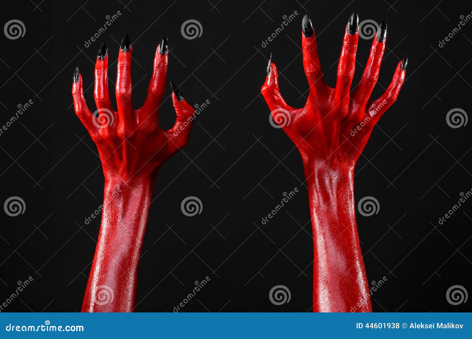 Red Devil S Hands with Black Nails, Red Hands of Satan, Halloween Theme ...