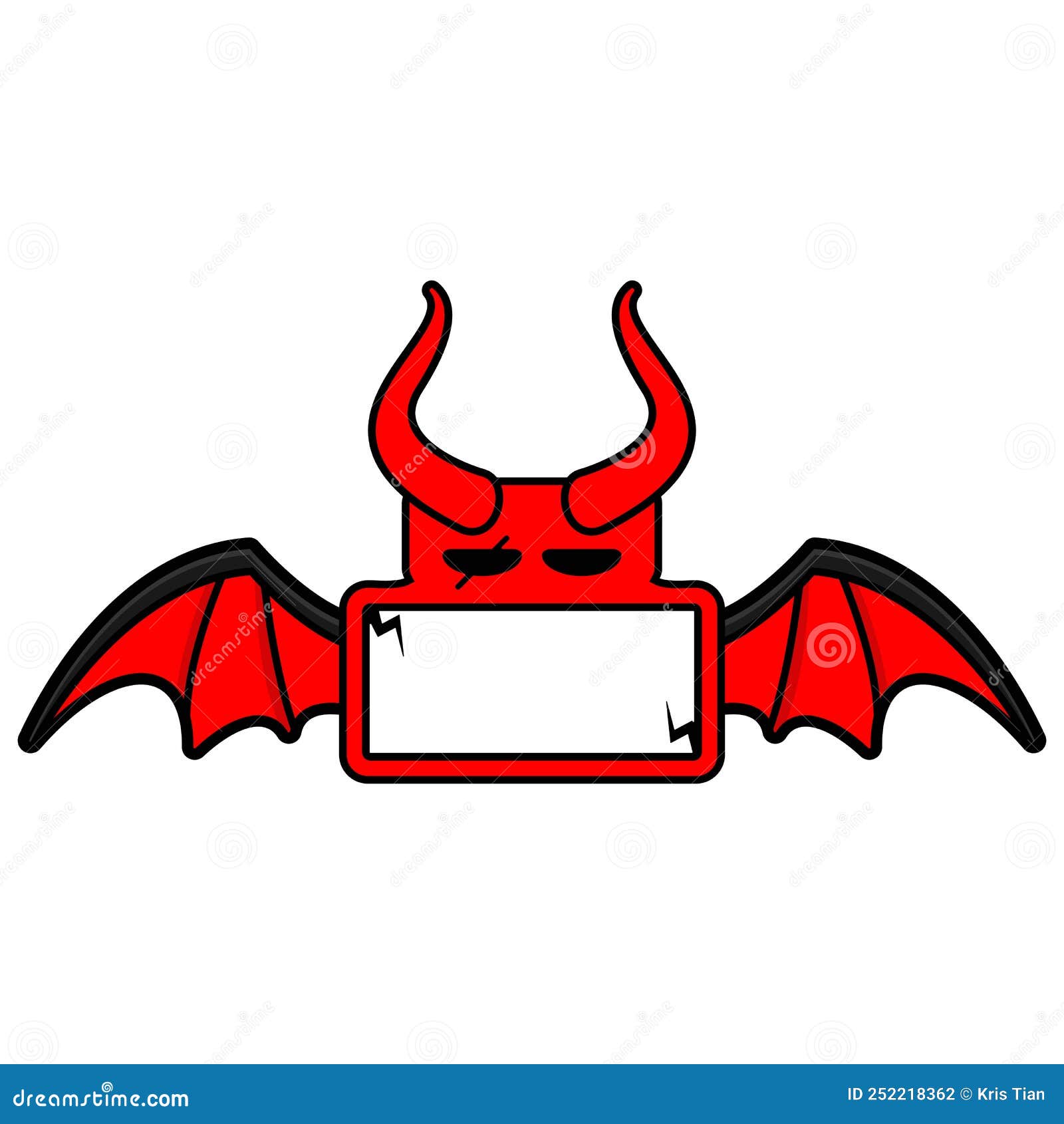 Red devil skull bat board stock vector. Illustration of horn - 252218362