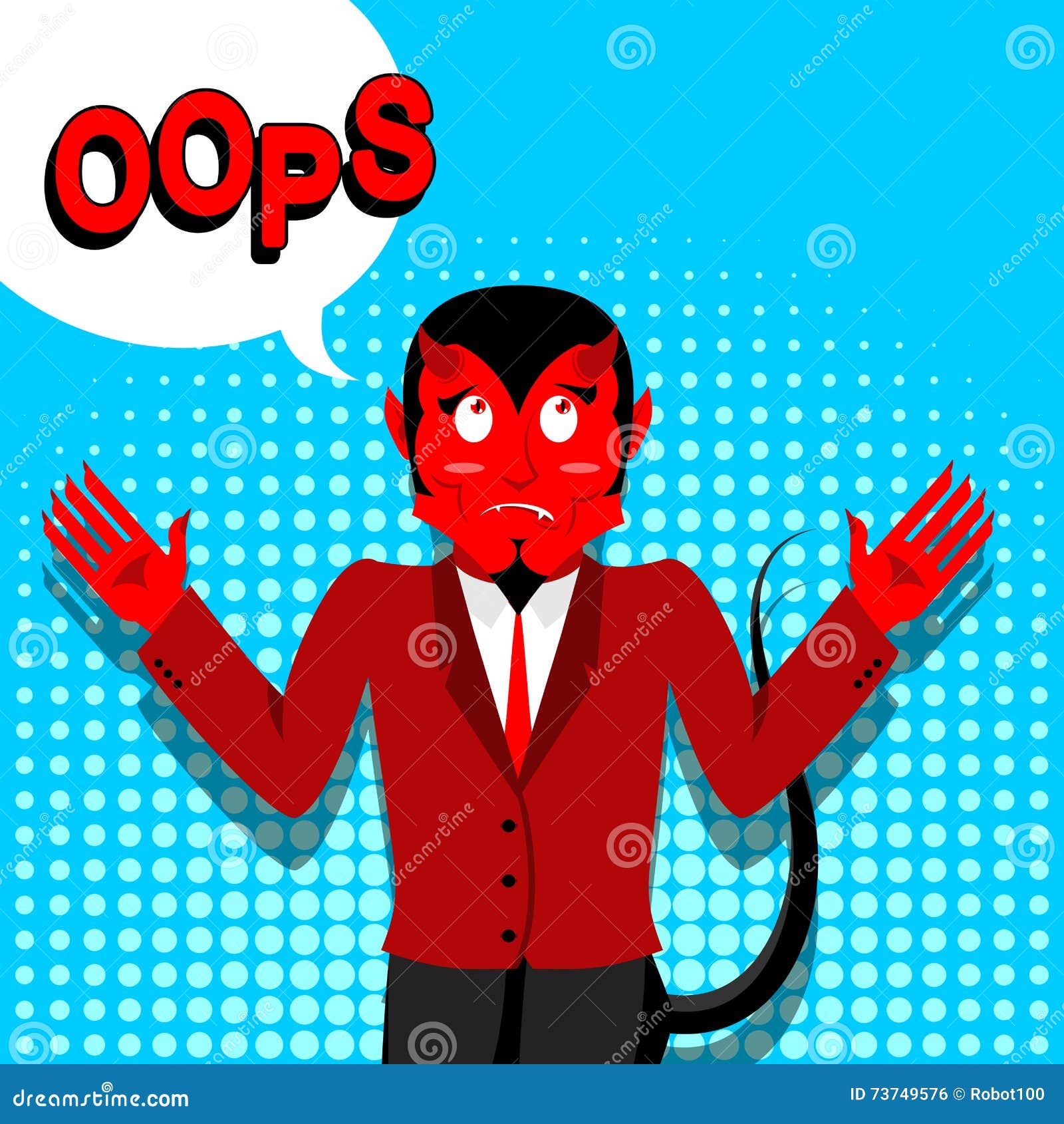Red Devil Speak OOPS. Surprised by Demon. Satan is Perplexed Stock ...