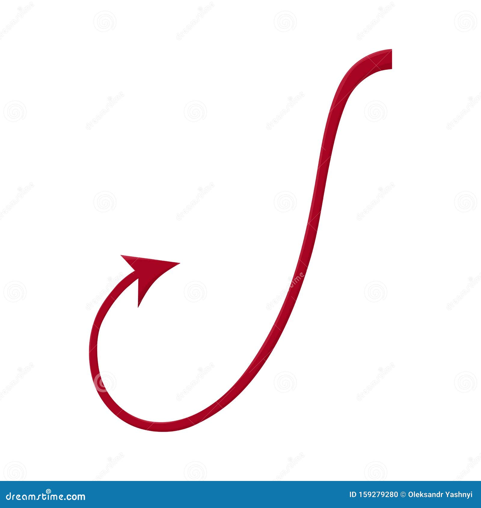 Red Devil Tail Isolated On White Background. Cartoon Style. Clean And ...
