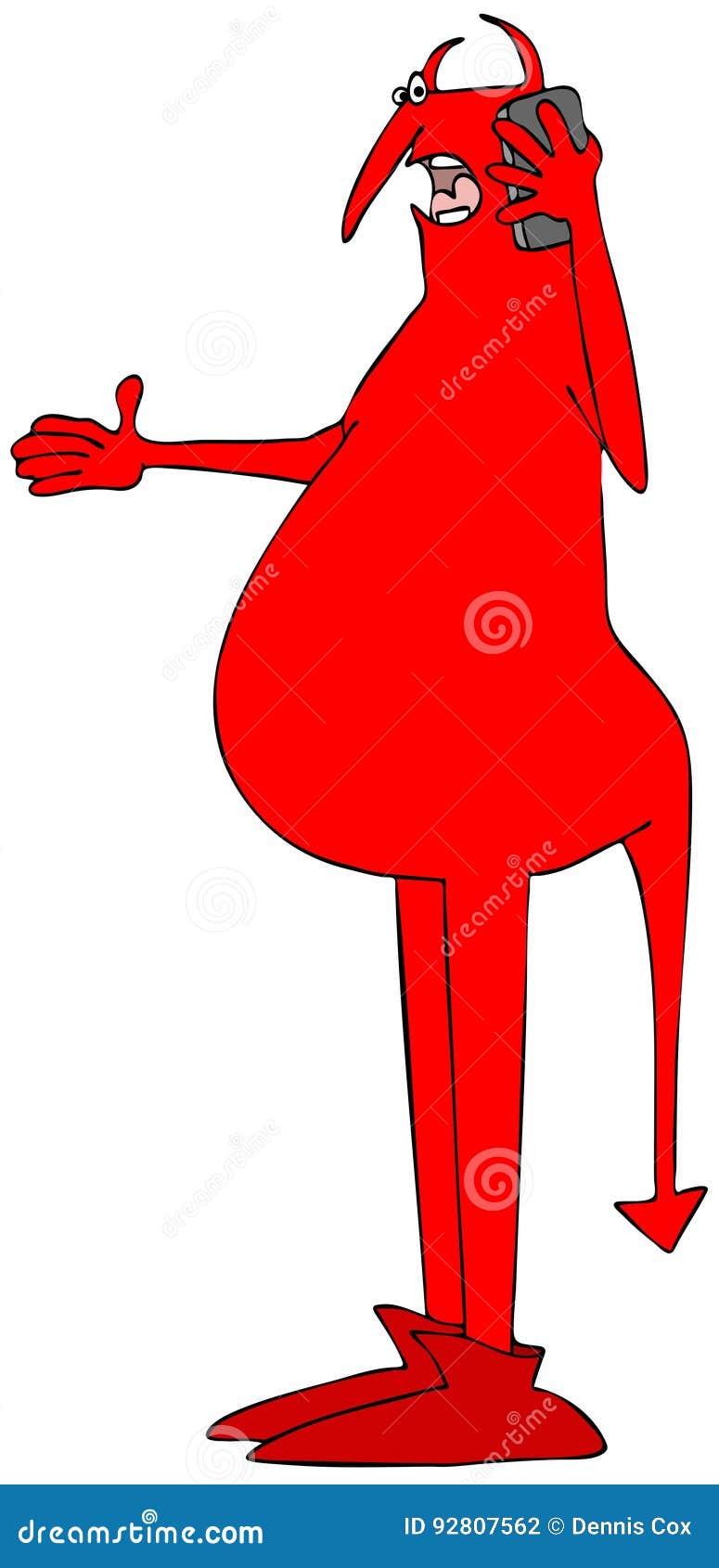 Red Devil Talking on a Cell Phone Stock Illustration - Illustration of ...
