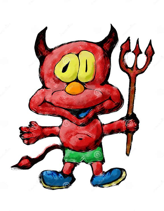 Red devil with trident stock illustration. Illustration of cartoonist ...