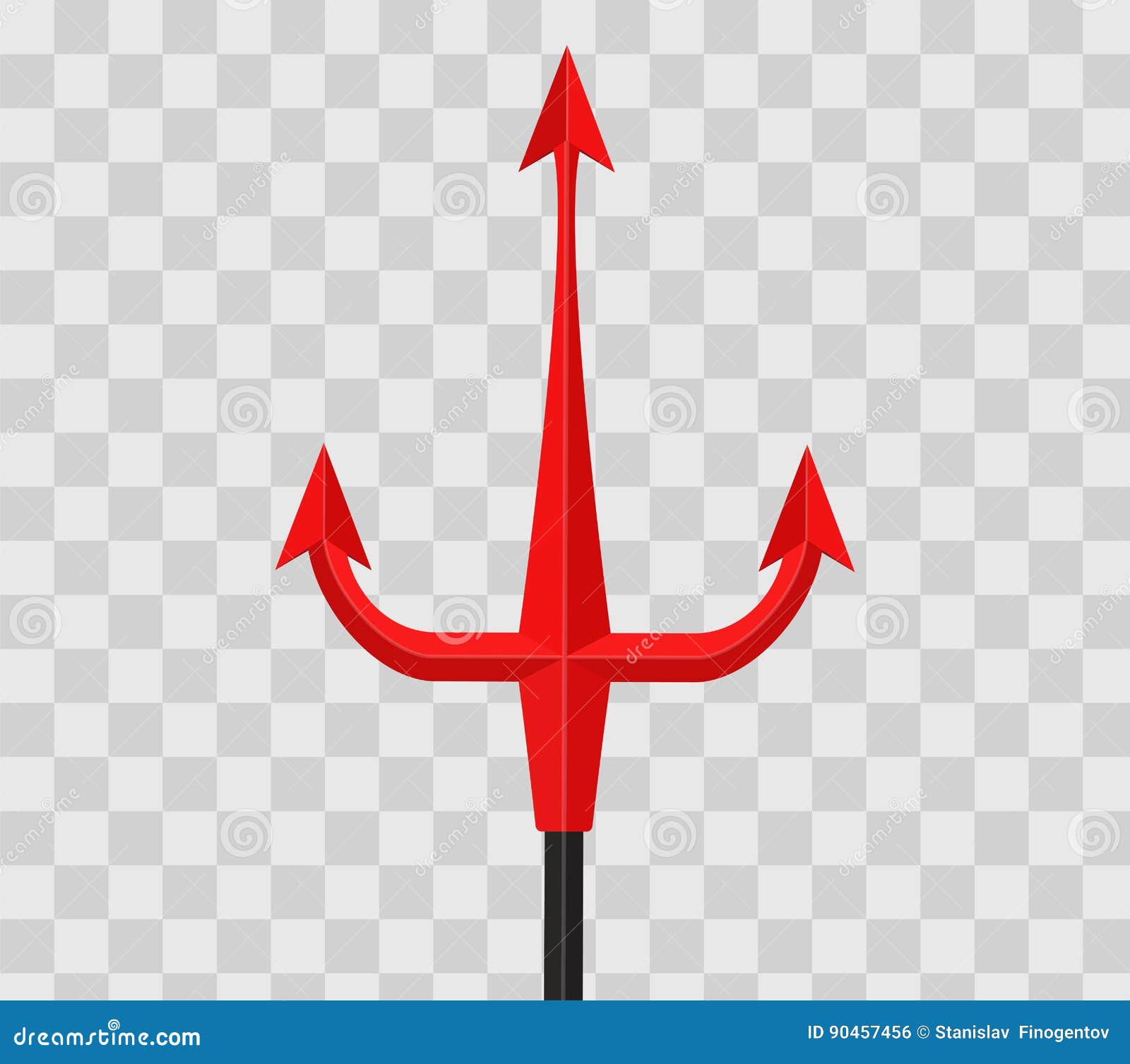 Red Devil Trident on Transparent Checkered Background. Vector ...