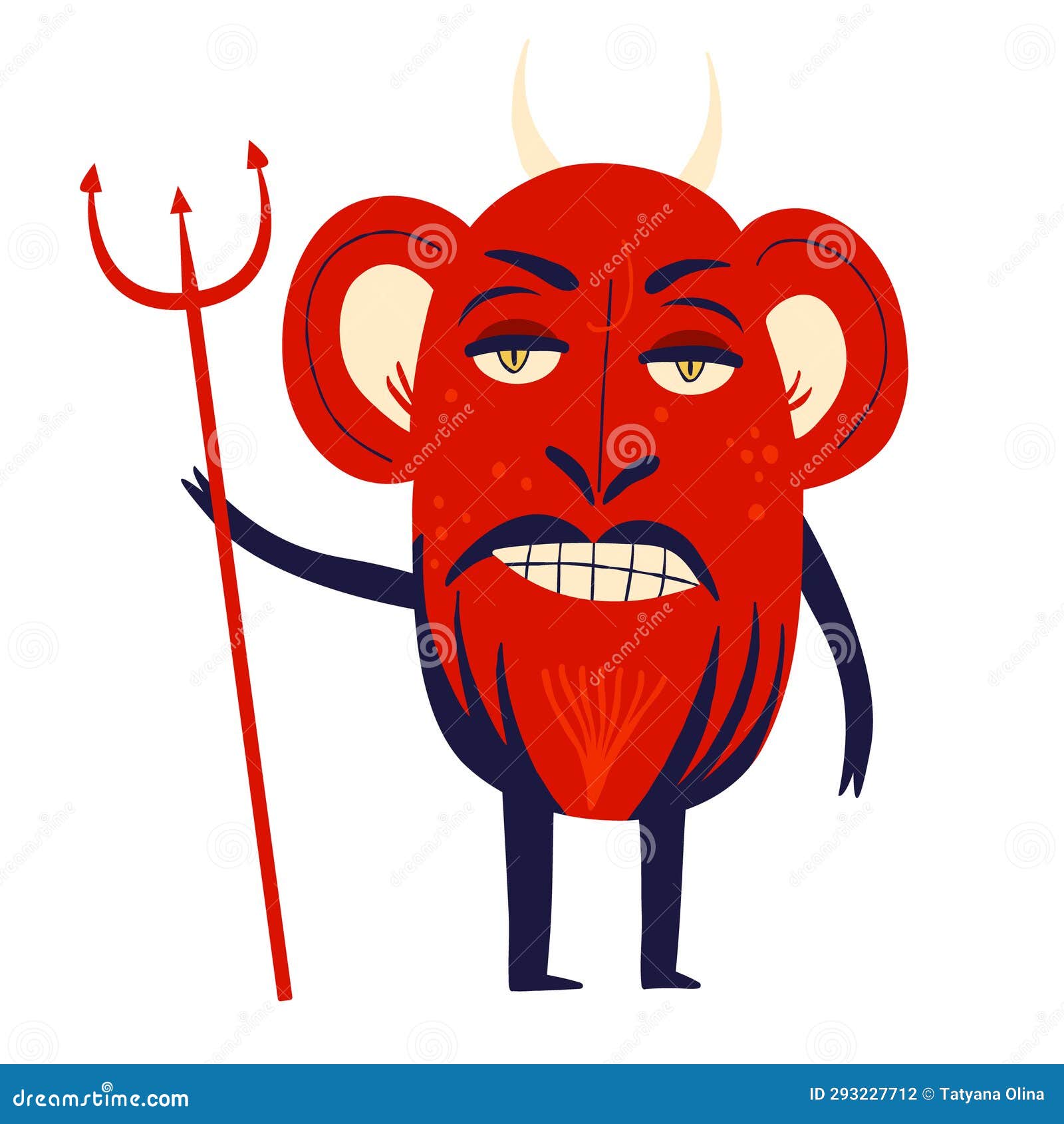 Red Devil with a Trident. Strange Ugly Halloween Characters. Cute ...