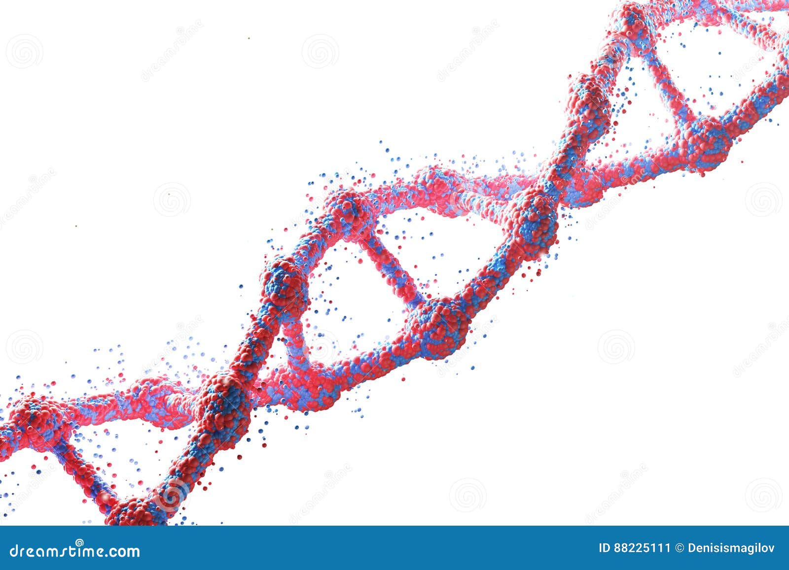 Red Diagonal DNA Chain Against White Background Stock Illustration ...