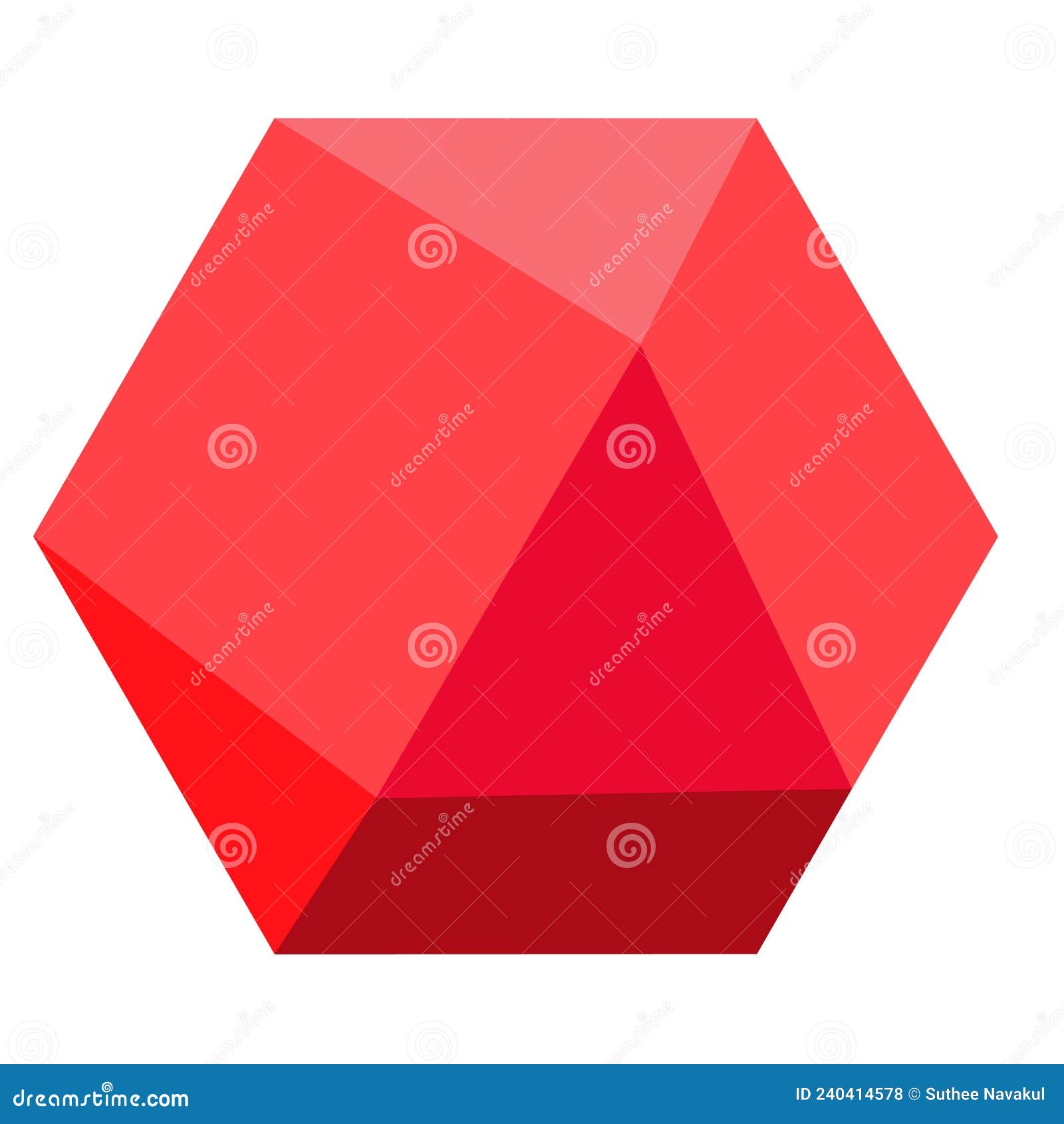 Red Diamond Polygon Icon on White Background. Diamond Sign. Flat Style ...
