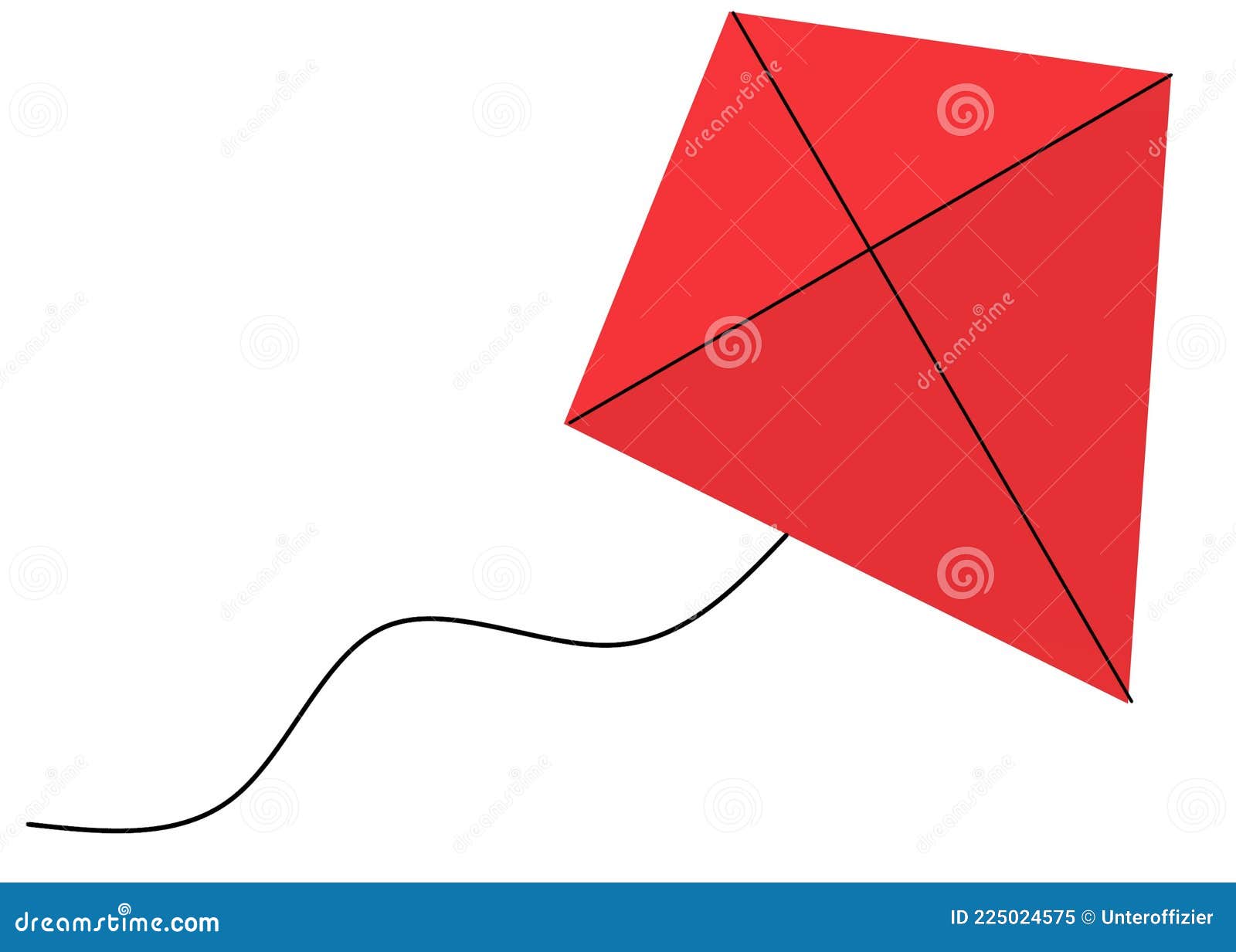 A Red Diamond Shaped Kite with Black String Flying White Backdrop Stock ...