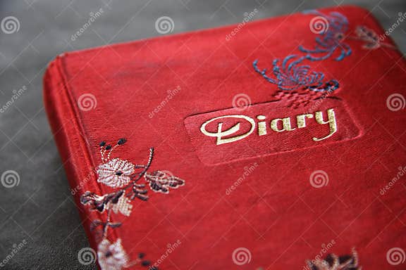 Red Diary Book Cover stock image. Image of used, thread - 3090559