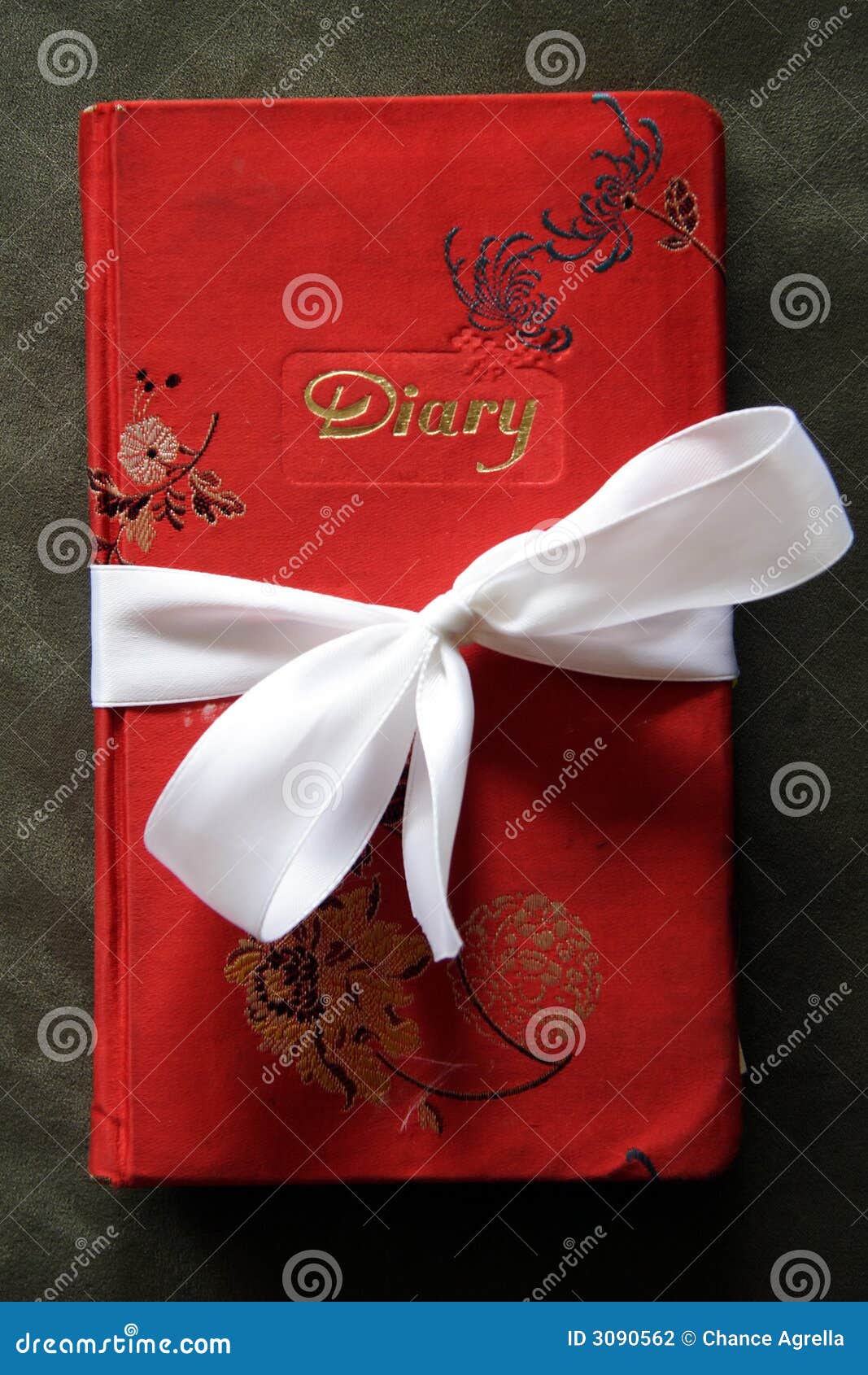 Red Diary Book with White Bow Stock Photo - Image of floral, bound: 3090562
