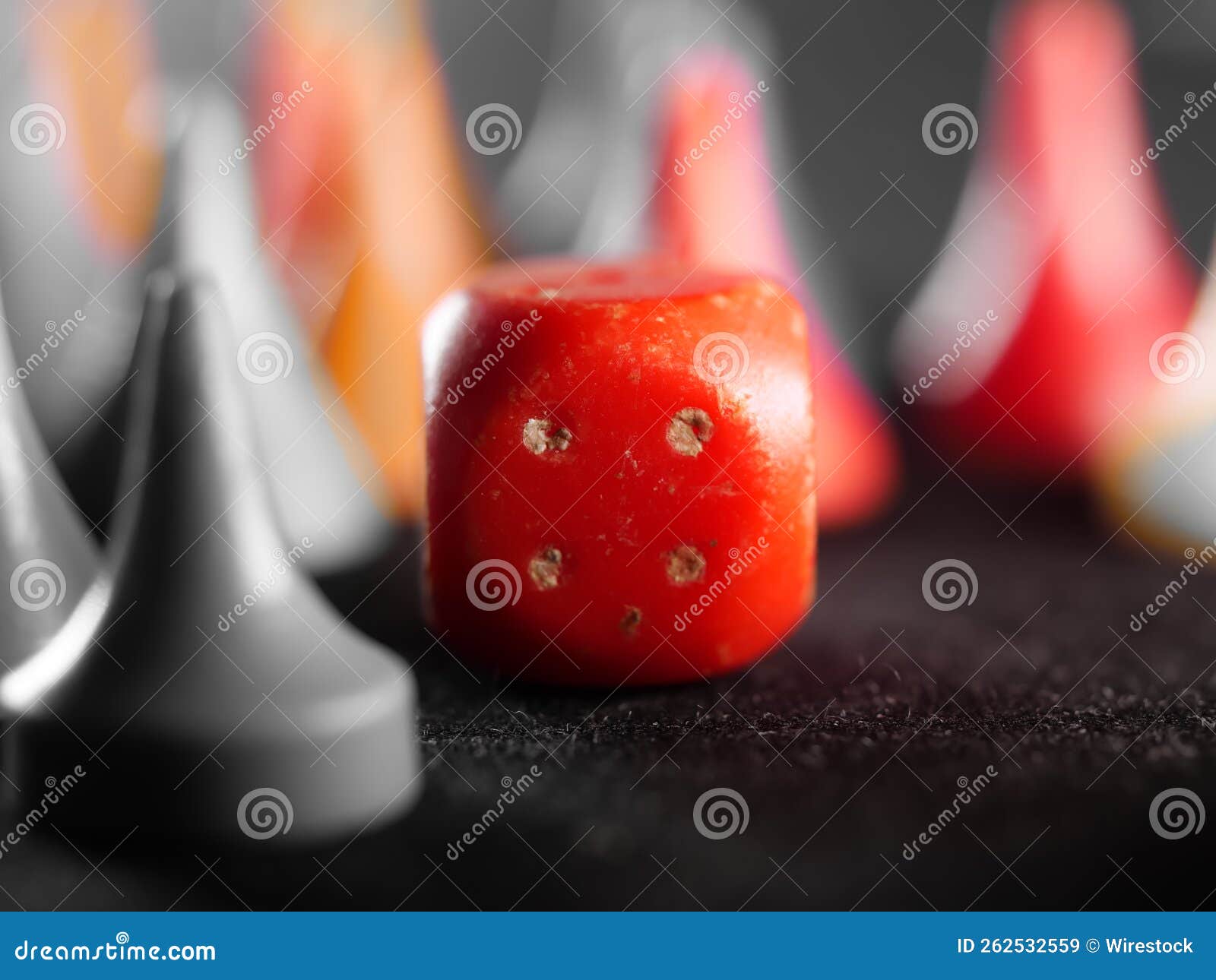 Red Dice for Board Games on the Table Stock Image - Image of blurry ...