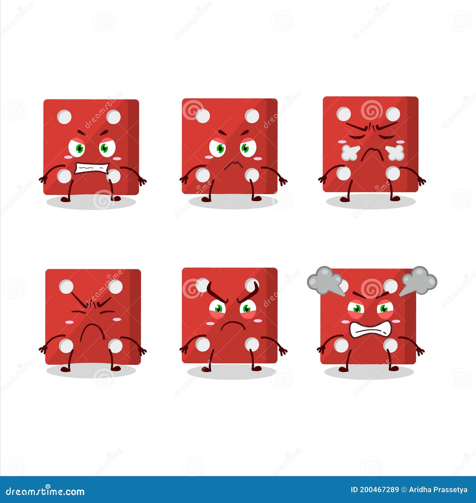 Red Dice Cartoon Character with Various Angry Expressions Stock ...