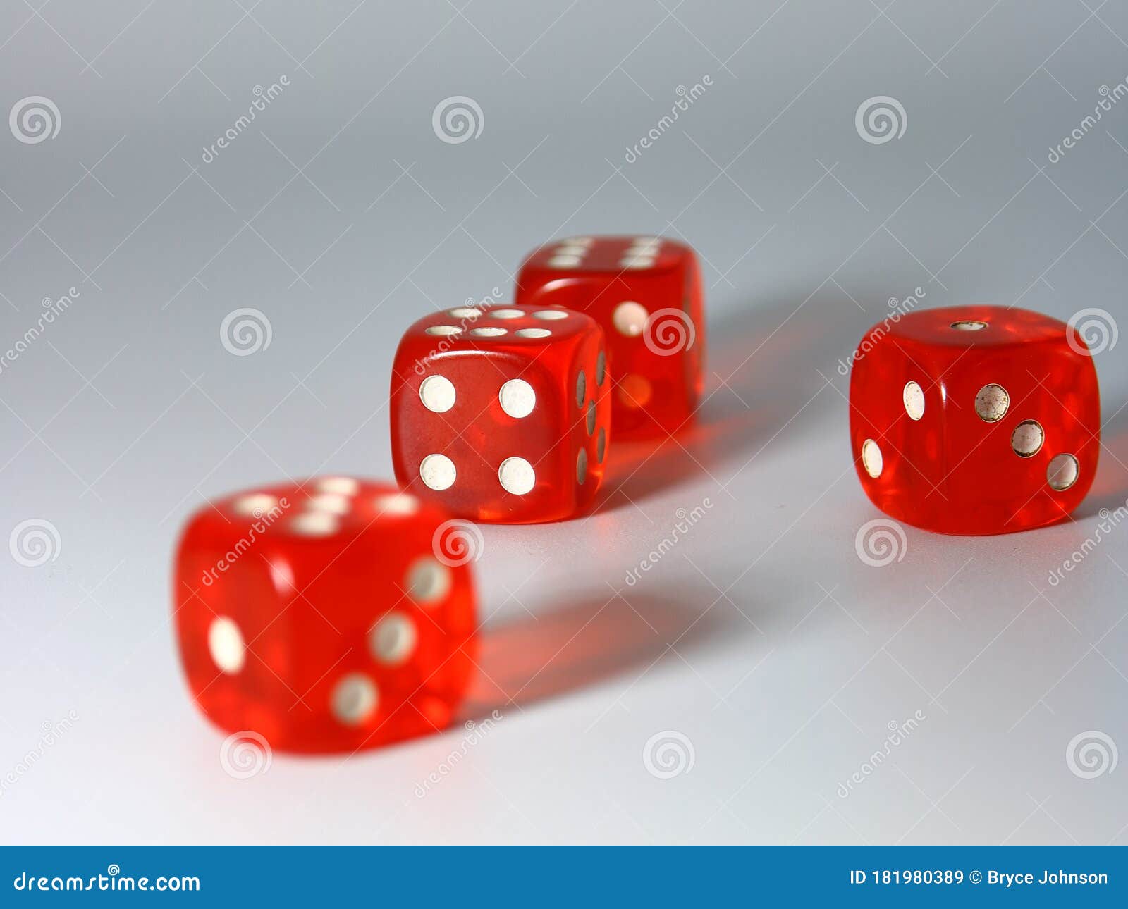 Red Dice Rolled Randomly Count Stock Image - Image of five, count ...