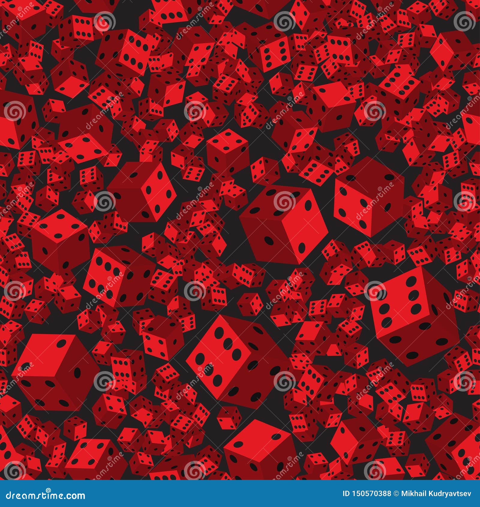 Red Dice Seamless Pattern, 3D Illustration Stock Vector - Illustration ...