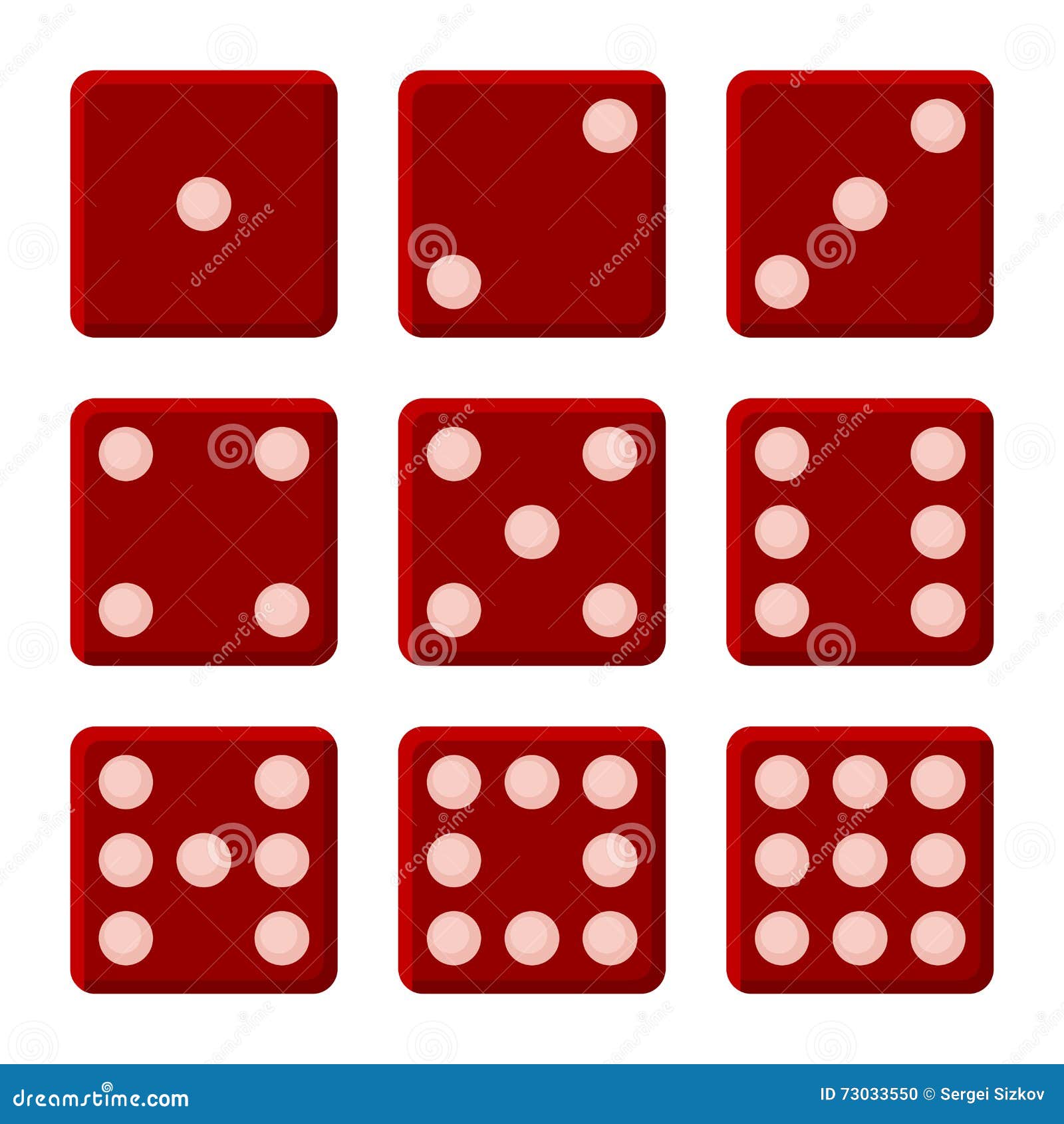 Red Dice Set on White Background. Vector Stock Vector - Illustration of ...